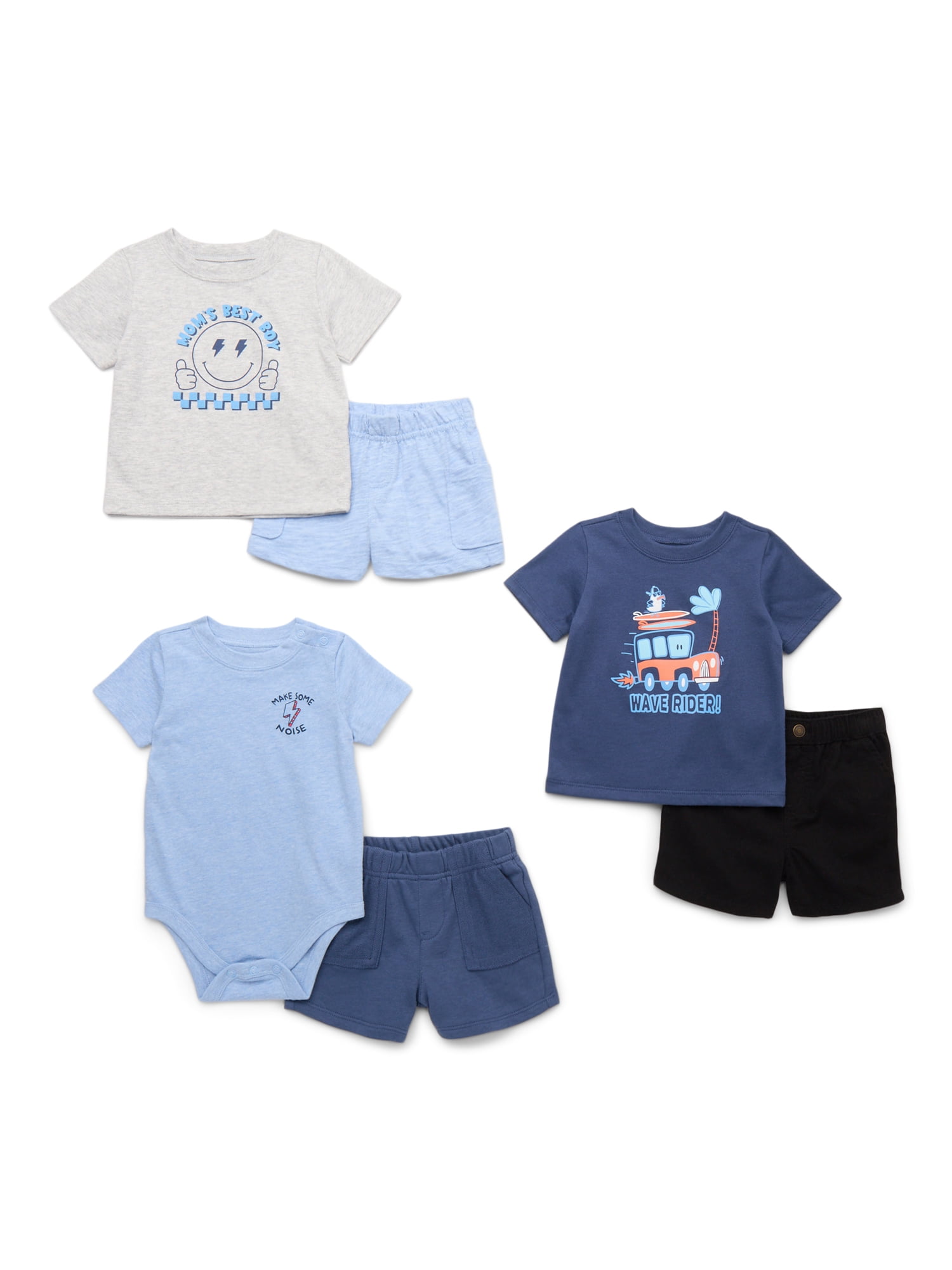 Garanimals Baby Boy 6-Piece Kid-Pack Outfit Set, Sizes 0-24 Months ...