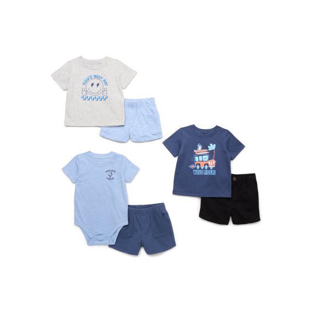 Garanimals Baby Boy Short Sleeve Mix and Match Outfit Kid-Pack, 6-Piece ...