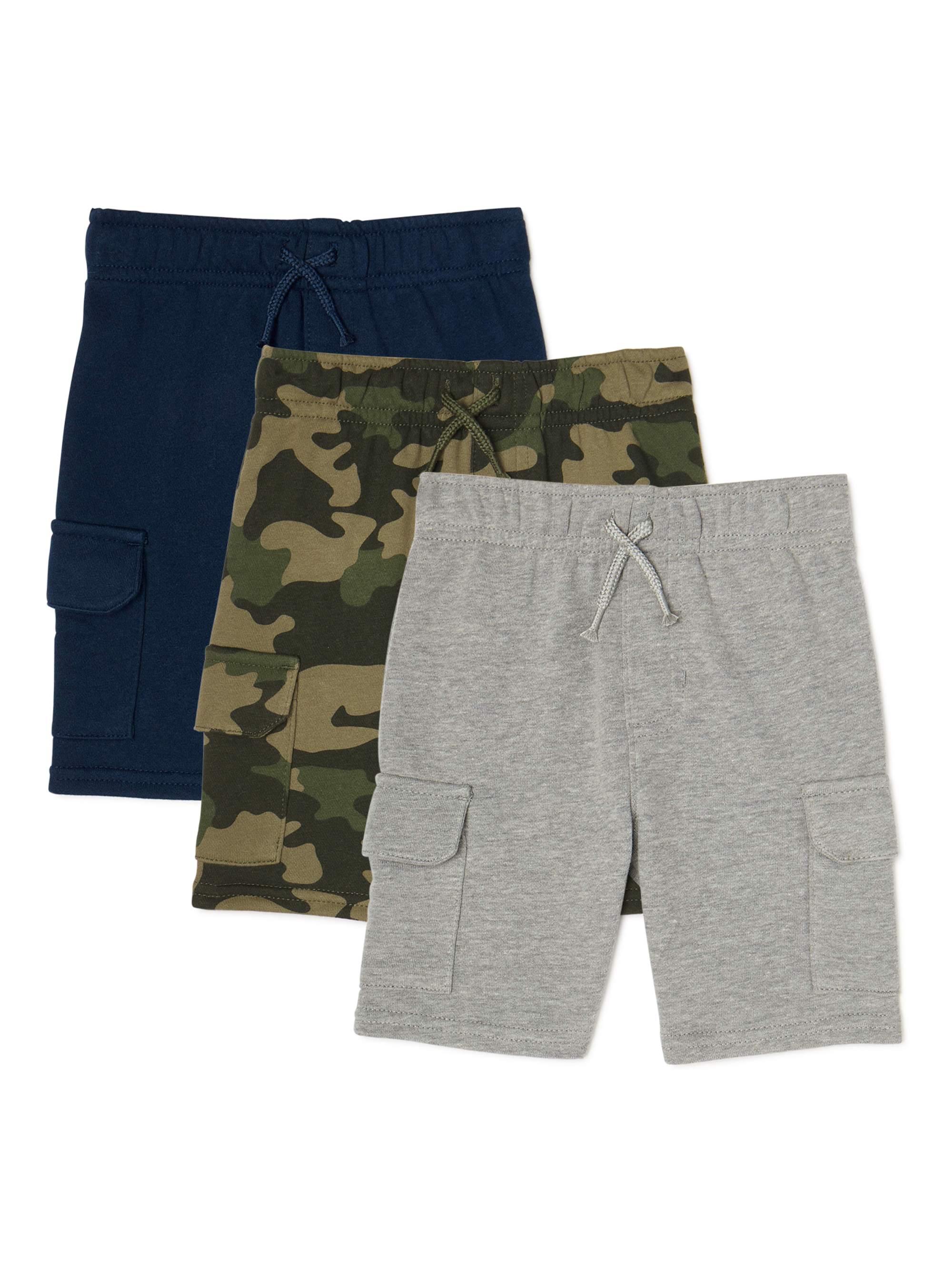 Garanimals Baby Boy & Toddler Boy French Terry Cargo Shorts, 3-Pack ...