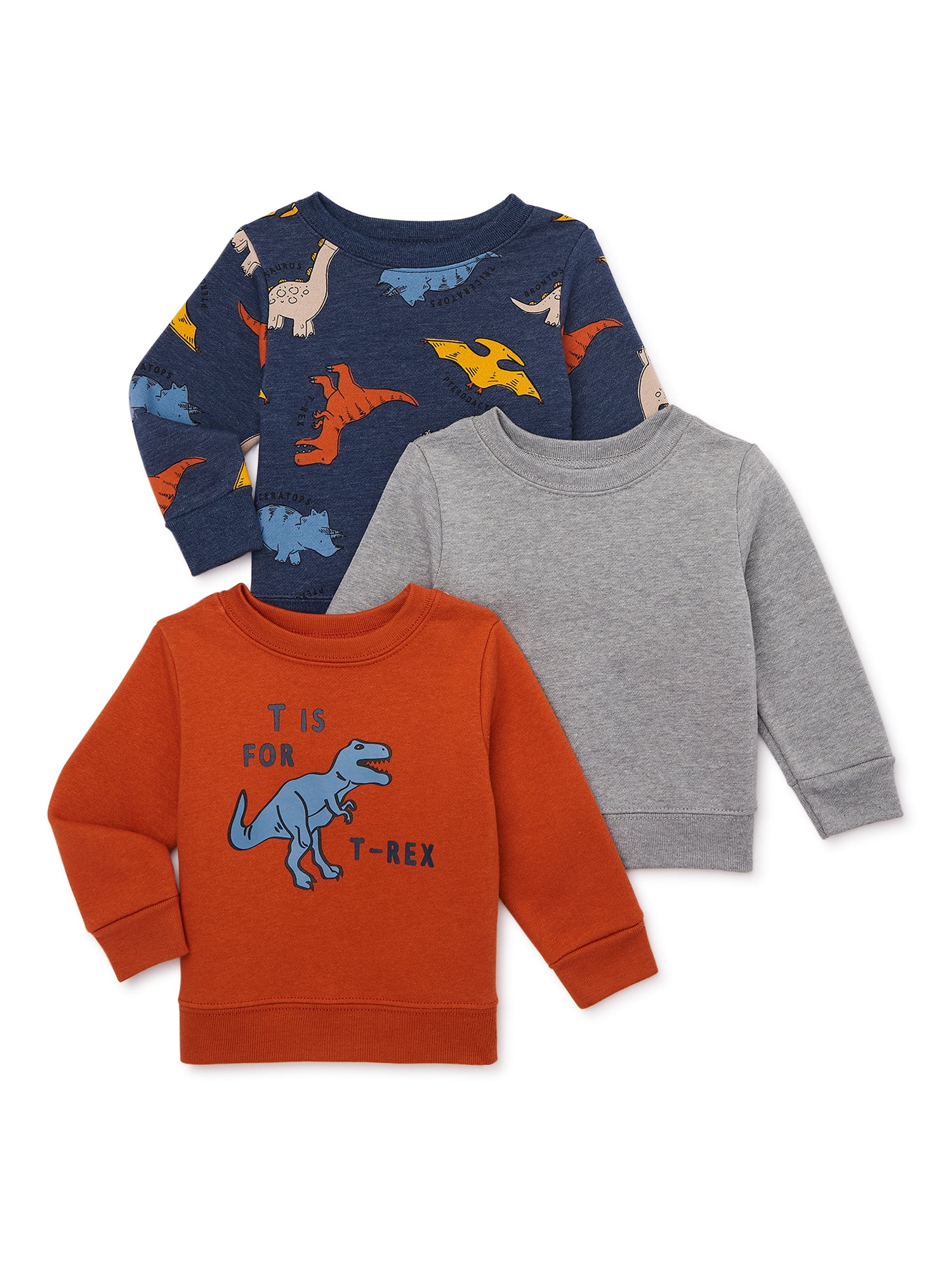 Garanimals Baby Boys’ Long Sleeve Fleece Top, 3-Pack, Sizes 6M-24M ...