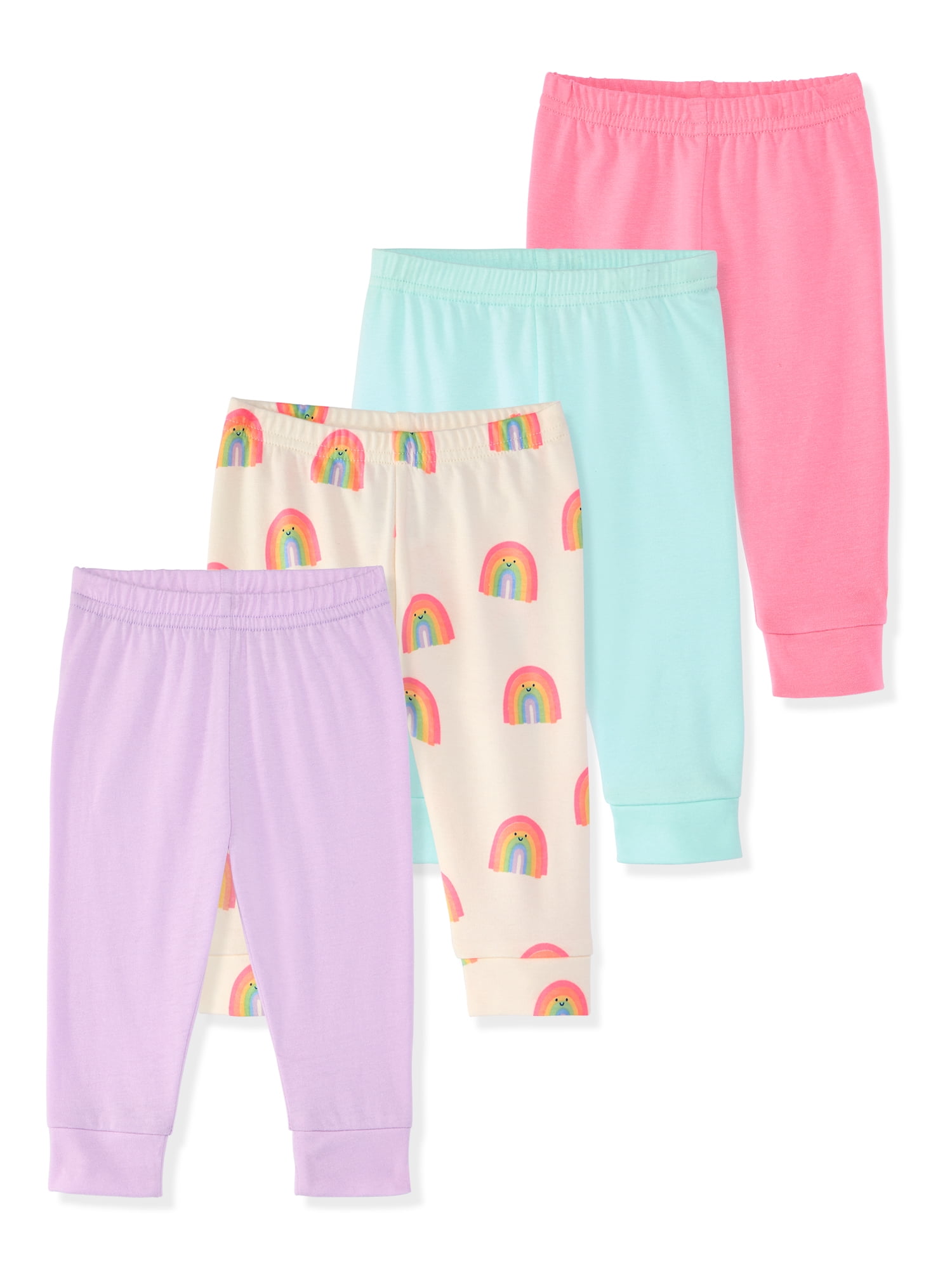 Garanimals Newborn & Baby Girl Cotton Joggers, Solids & Prints, 4-Pack ...