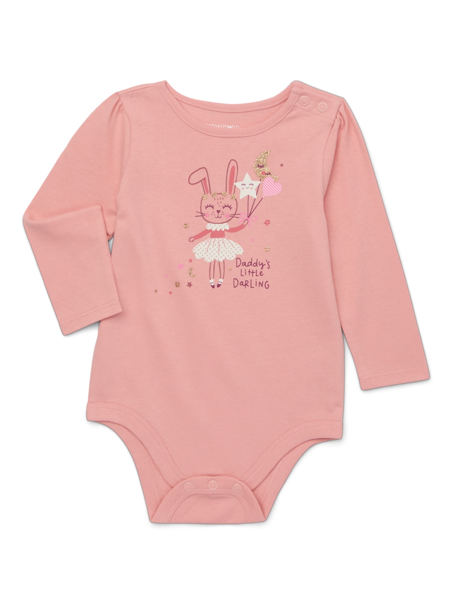 Garanimals Baby Girl Holiday Shirred Long Sleeve Graphic Bodysuit ...