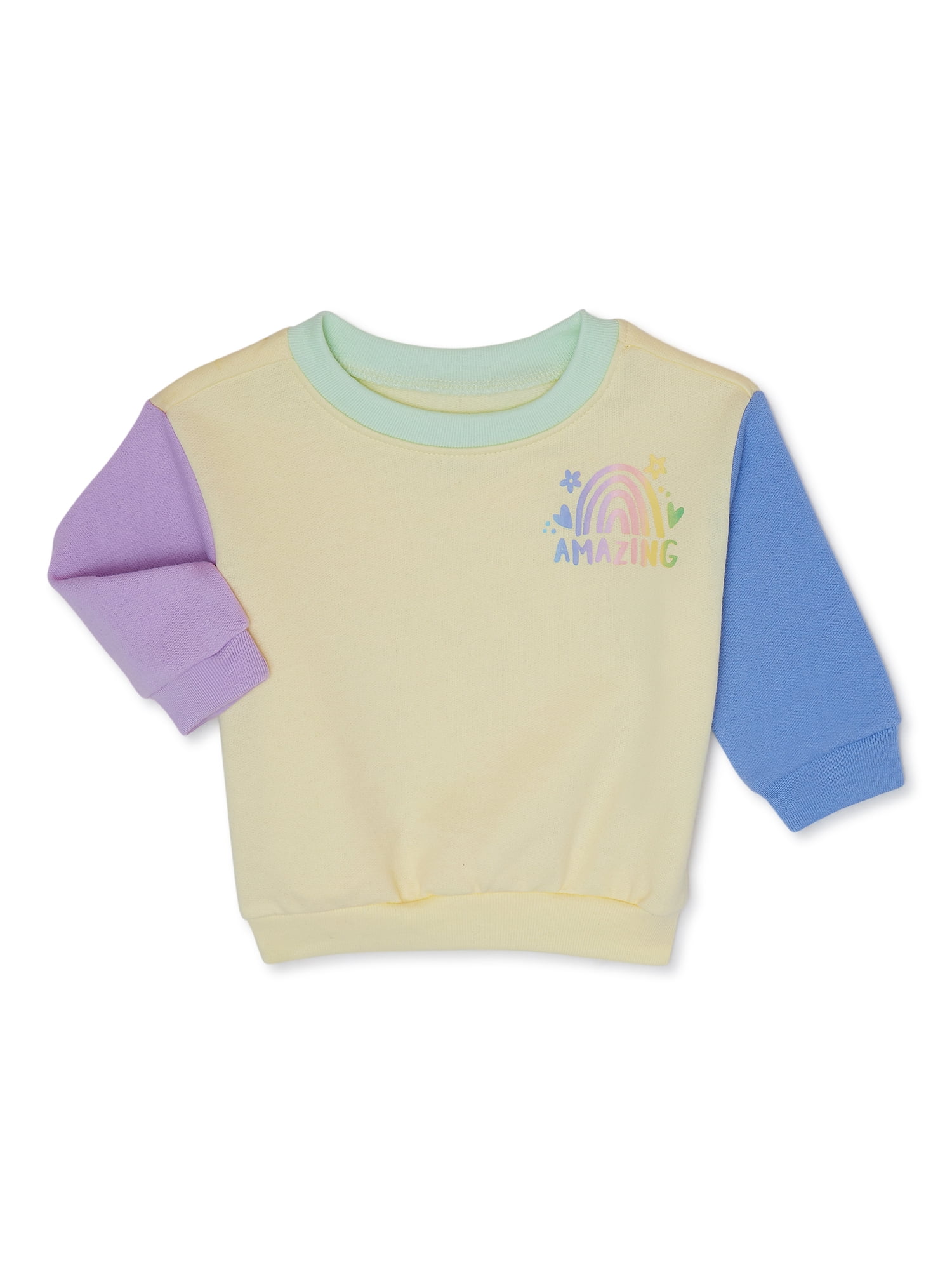 Garanimals Baby Girl Long Sleeve Graphic Fleece Top, Sizes 0-24 Months ...