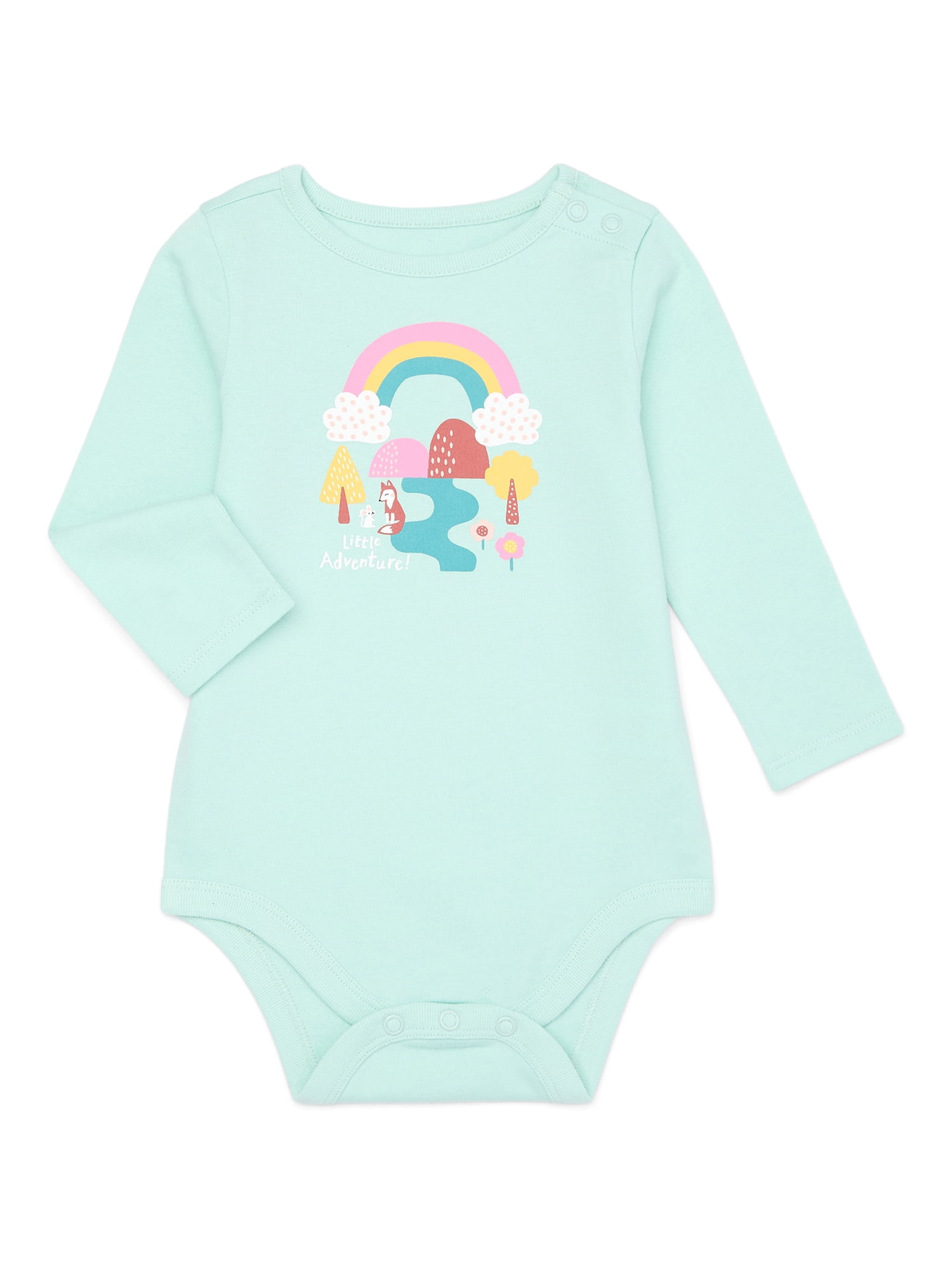 Garanimals Baby Girl Long Sleeve Graphic Print Bodysuit, Sizes 0M-24M ...