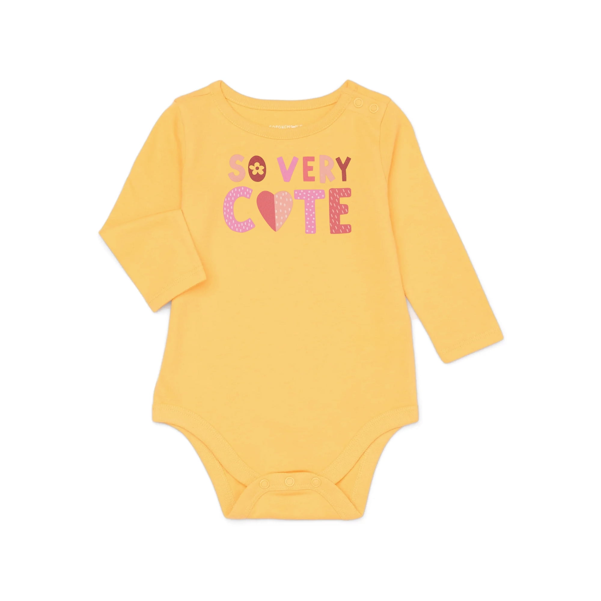 Garanimals Baby Girl Long Sleeve Graphic Print Bodysuit, Sizes 0M-24M ...