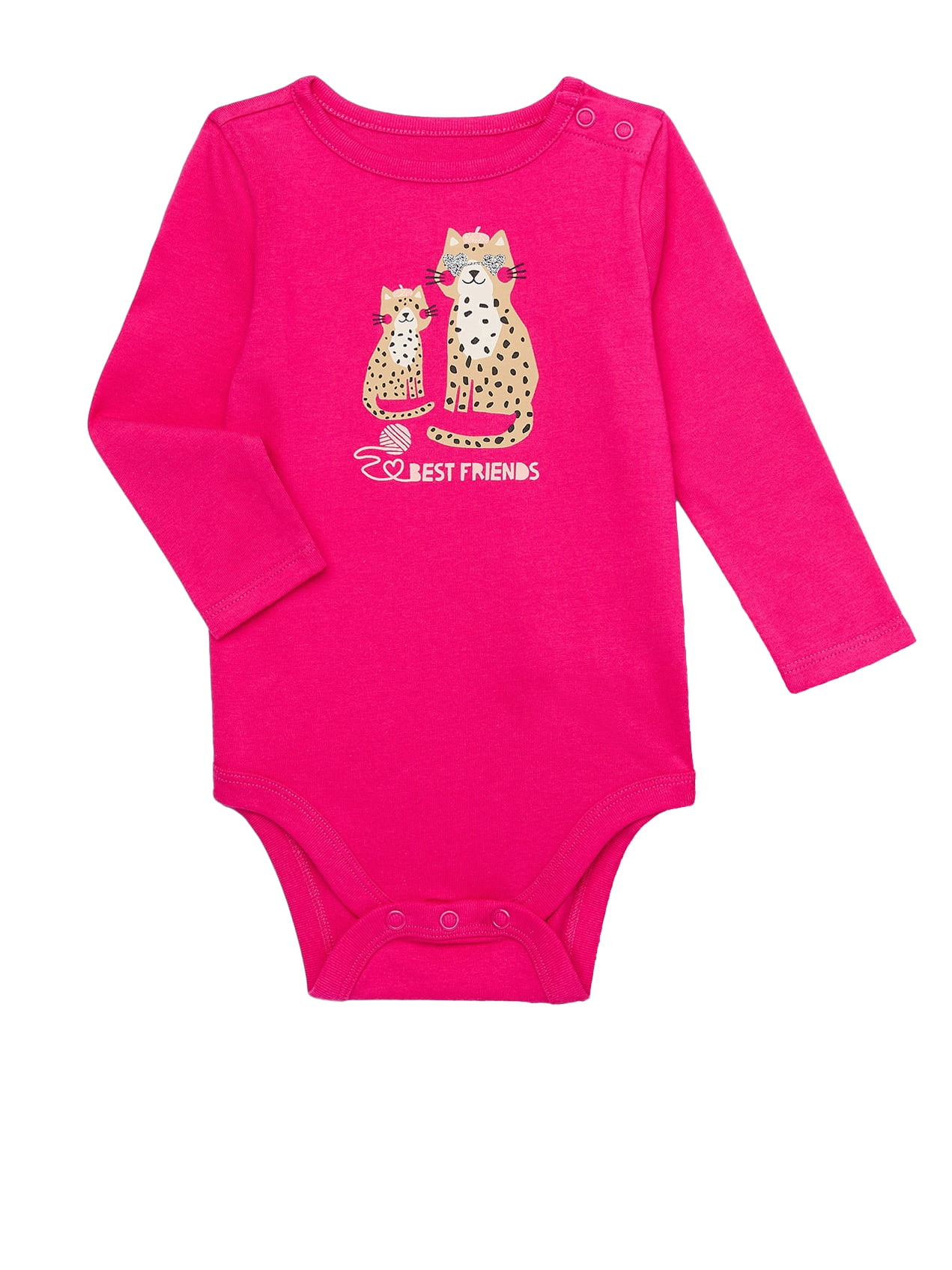 Garanimals Baby Girl Long Sleeve Graphic Print Bodysuit, Sizes 0M-24M ...
