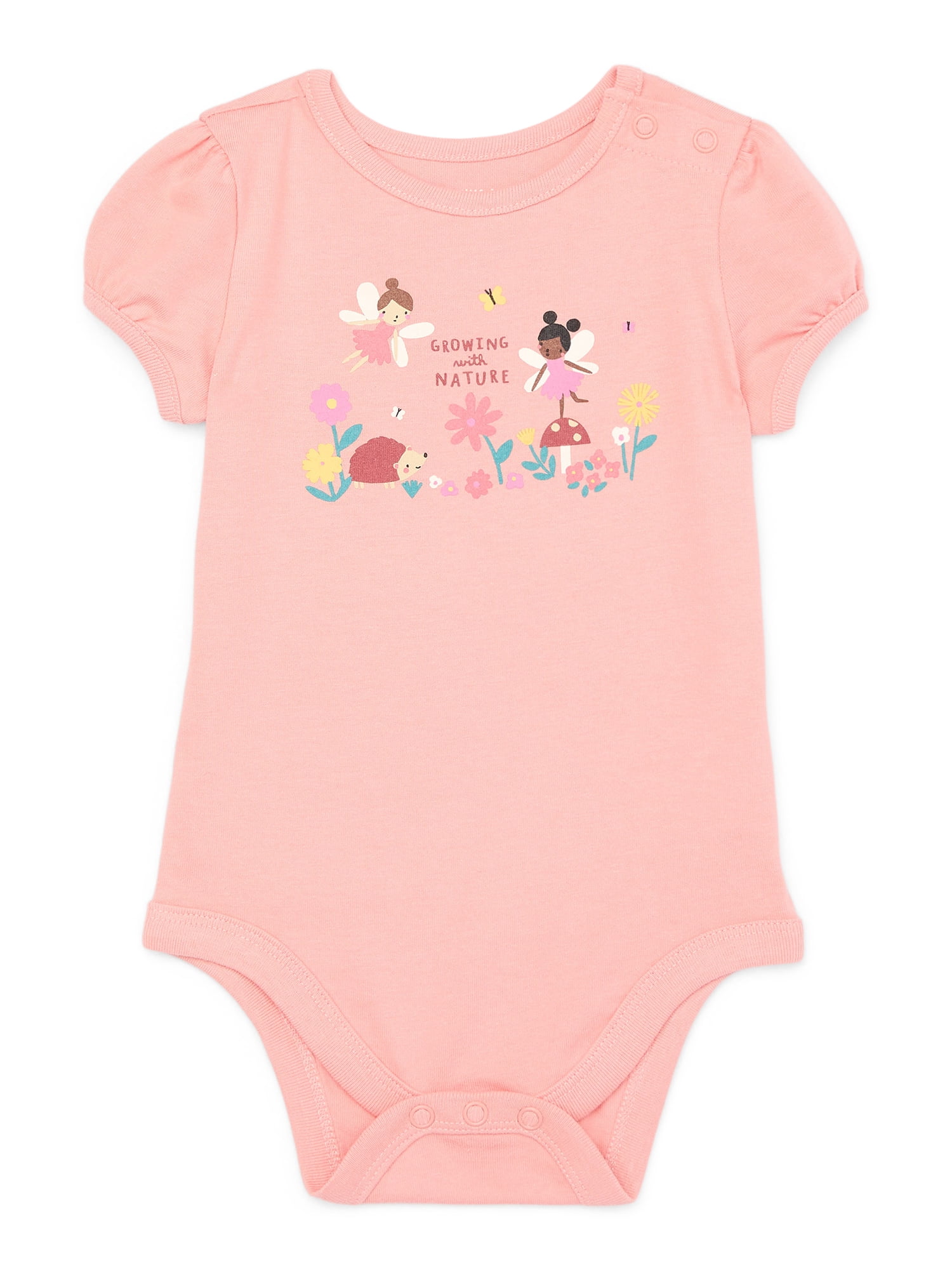 Garanimals Baby Girl Puff Short Sleeve Graphic Bodysuit, Sizes 0-24 ...