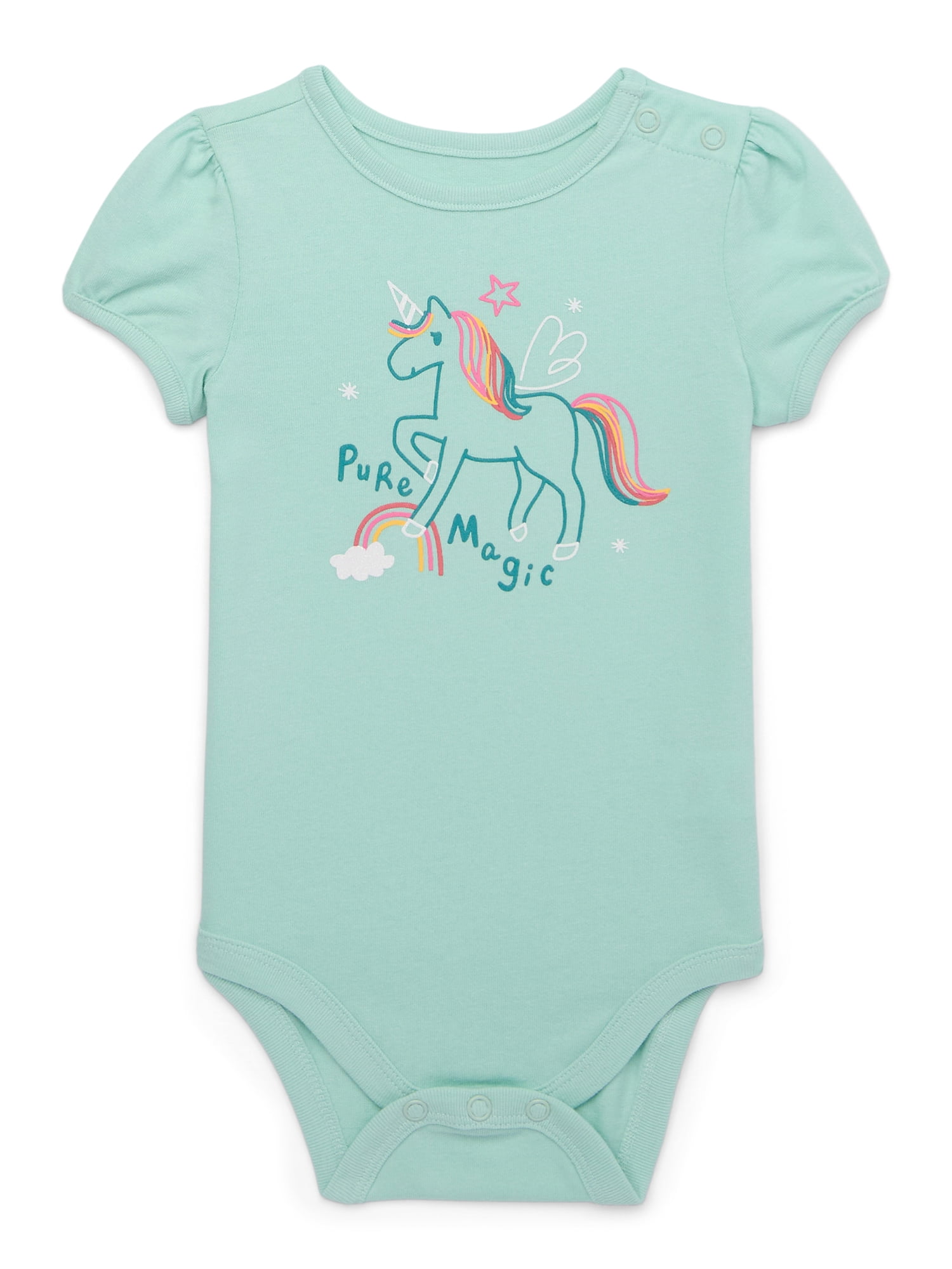 Garanimals Baby Girl Puff Sleeve Graphic Bodysuit, Sizes 0-24 Months ...