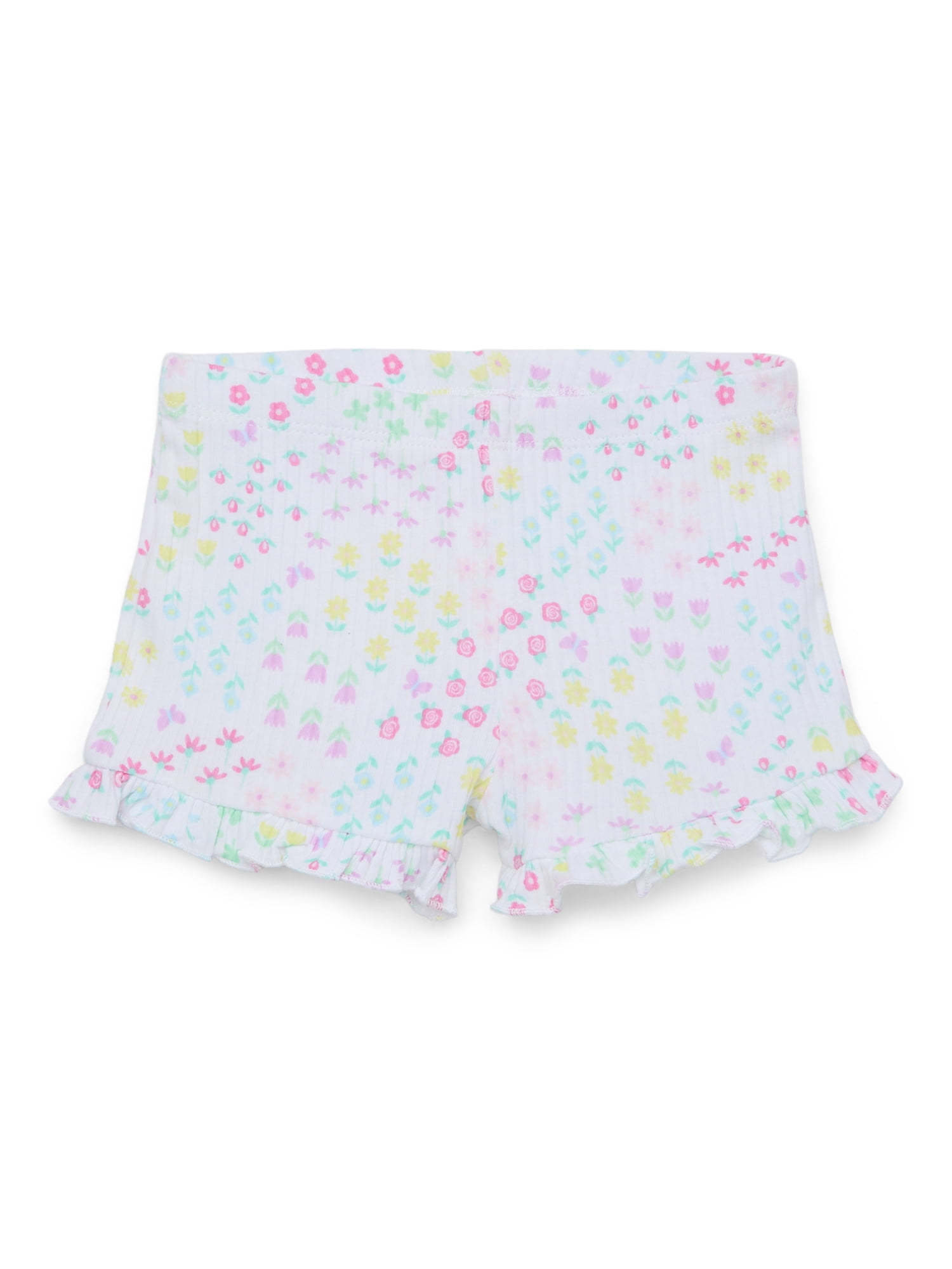 Garanimals Baby Girl Ruffle Edge Printed Rib Shorts, Sizes 0-24 Months ...