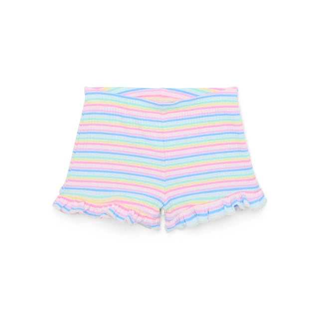 Garanimals Baby Girl Ruffle Edge Striped Rib Shorts, Sizes 0-24 Months ...