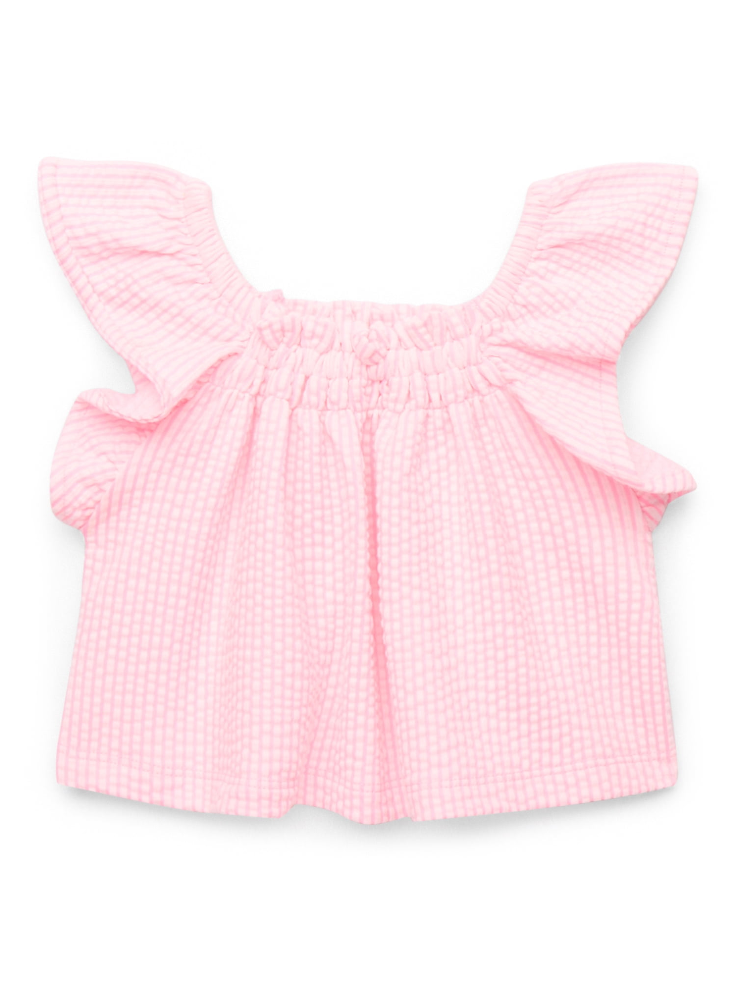 Garanimals Baby Girl Seersucker Flutter Ruffle Top, Sizes 0-24 Months ...