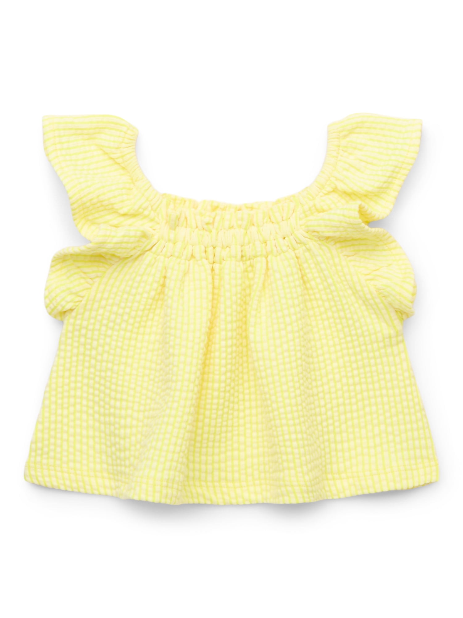 Garanimals Baby Girl Seersucker Flutter Ruffle Top, Sizes 0-24 Months ...