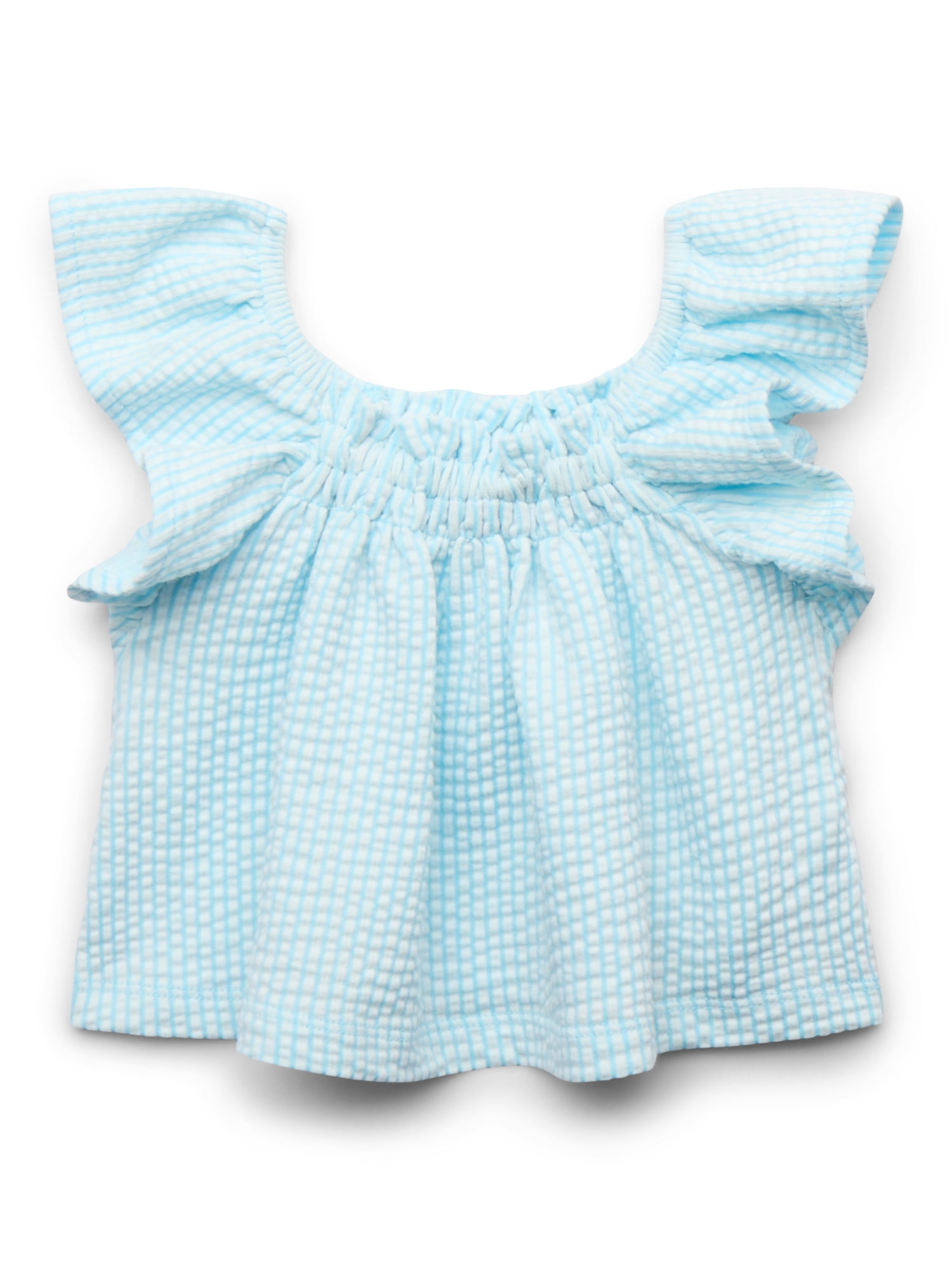 Garanimals Baby Girl Seersucker Flutter Ruffle Top, Sizes 0-24 Months ...
