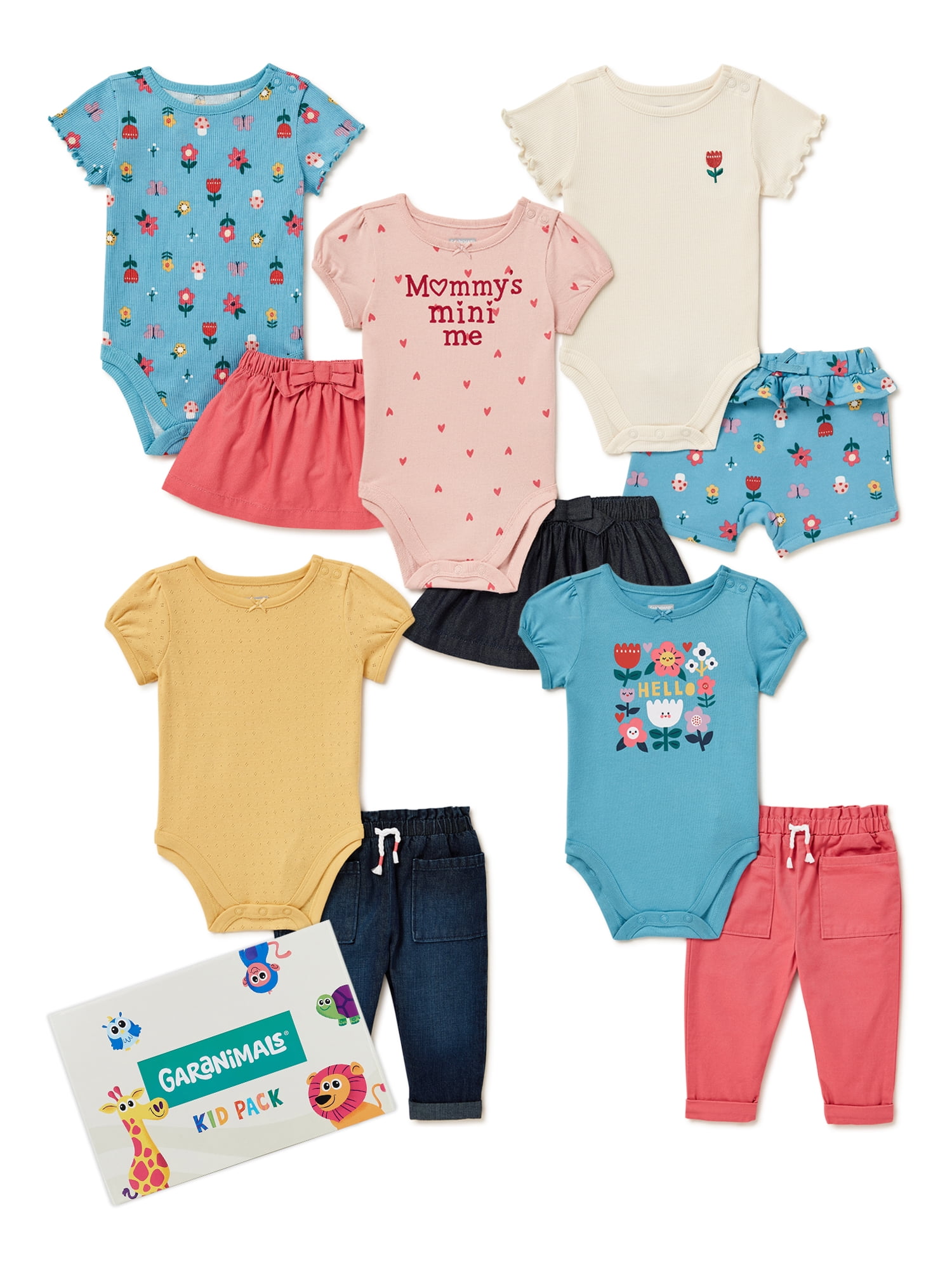 Garanimals Baby Girl Short Sleeve Mix & Match Outfit Bundle Kid-Pack ...