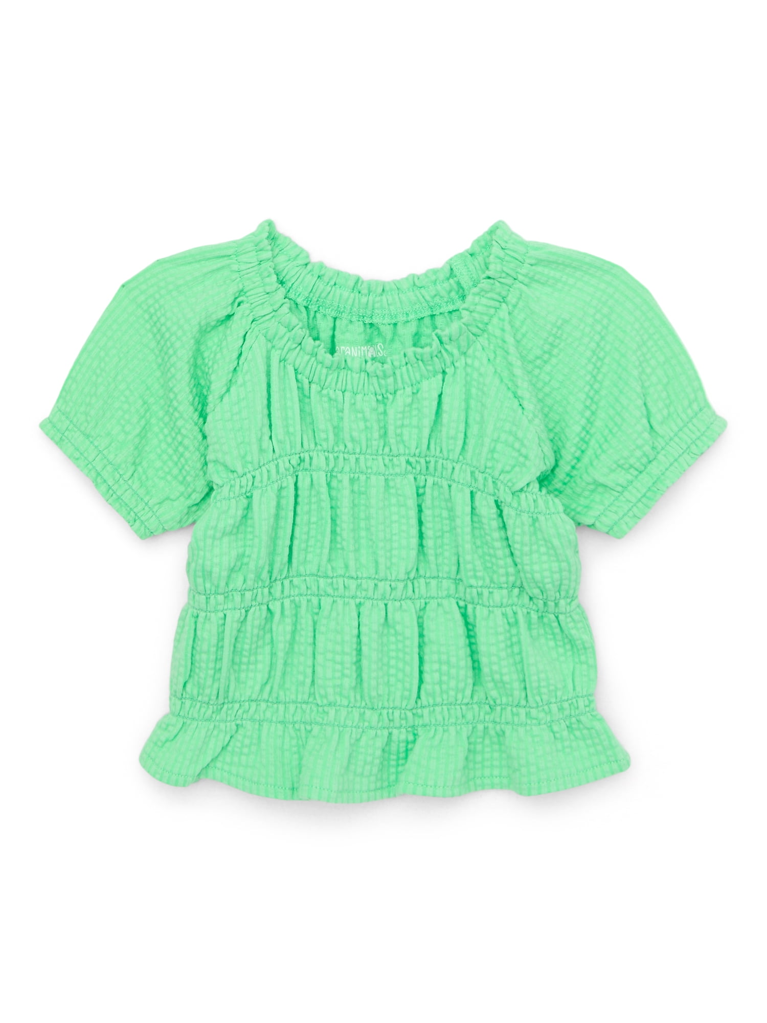 Garanimals Baby Girl Smocked Short Sleeve Top, Sizes 0-24 Months ...
