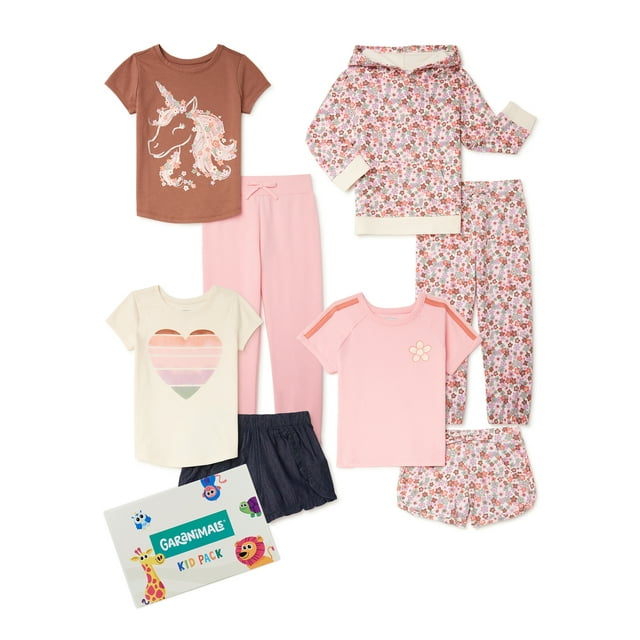 Garanimals Baby Girl & Toddler Girl Mix & Match Outfits Kid-Pack, 8 ...