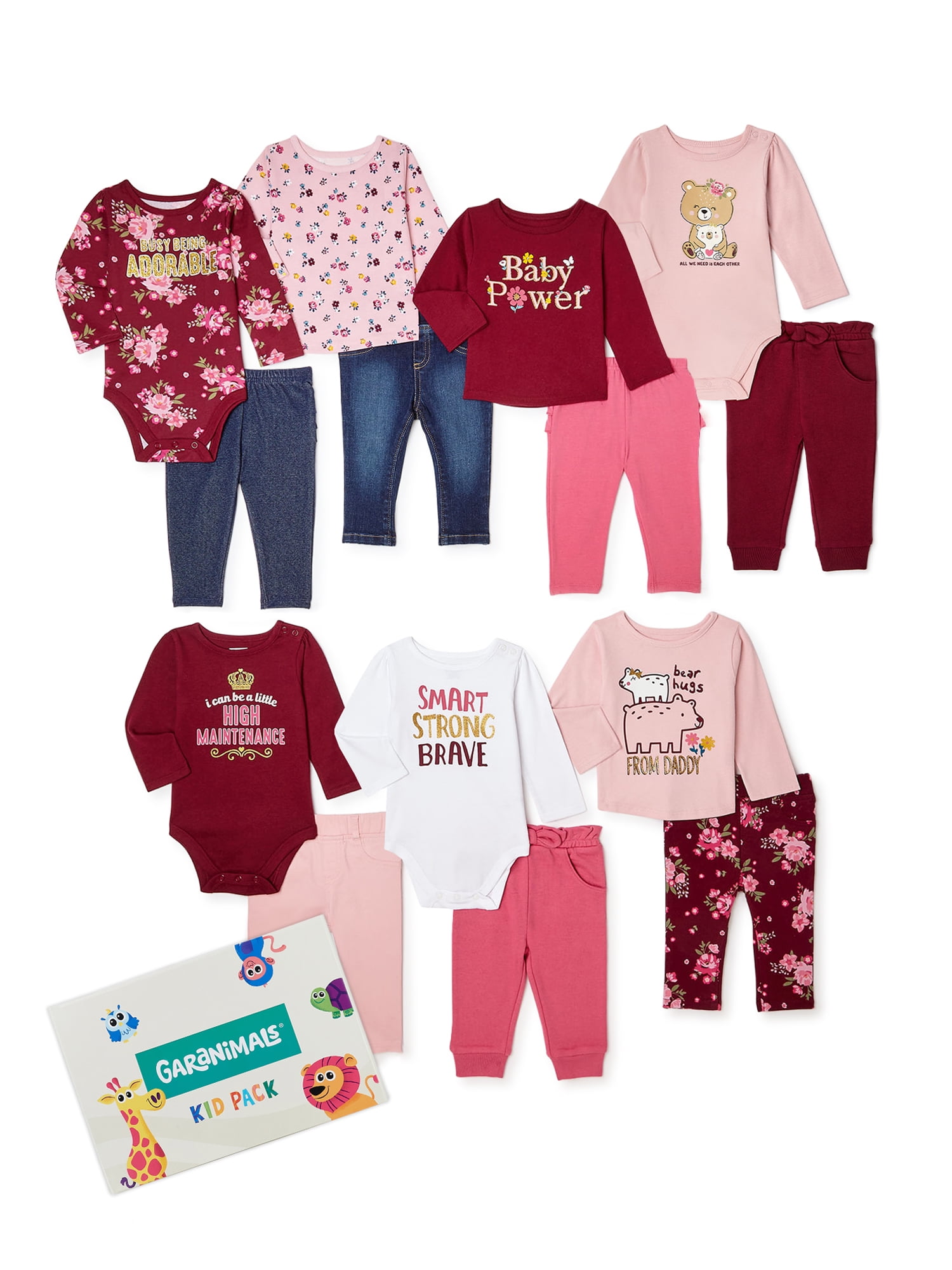 Garanimals Baby Girls’ Long Sleeve Mix & Match Outfit Kid Pack Gift Box ...