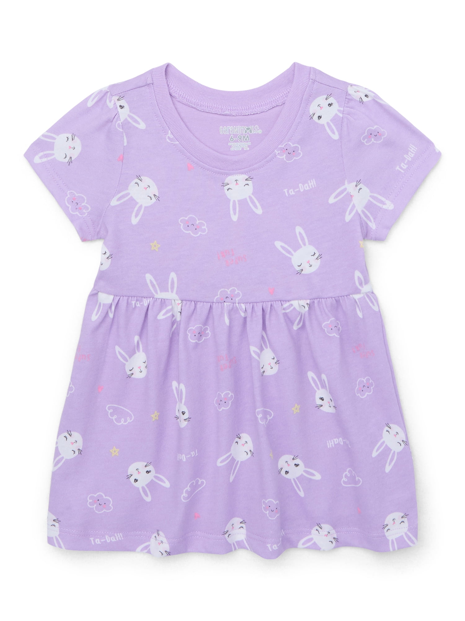 Garanimals Baby Girl Short Sleeve Print Jersey Dress, Sizes 0-24 Months ...