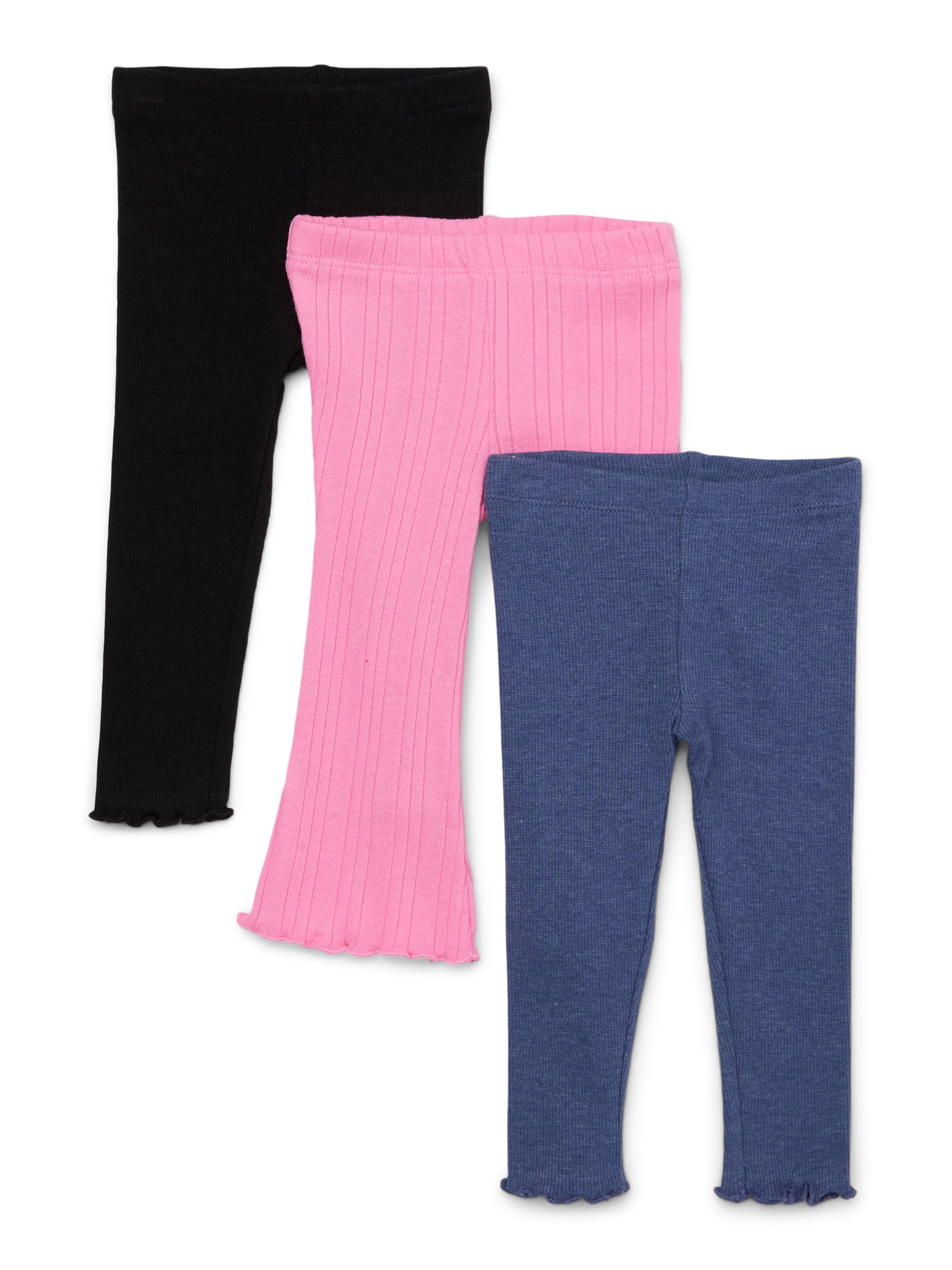 Garanimals Baby Girls Rib Jersey Leggings with Lettuce-Edge Trim, 3 ...