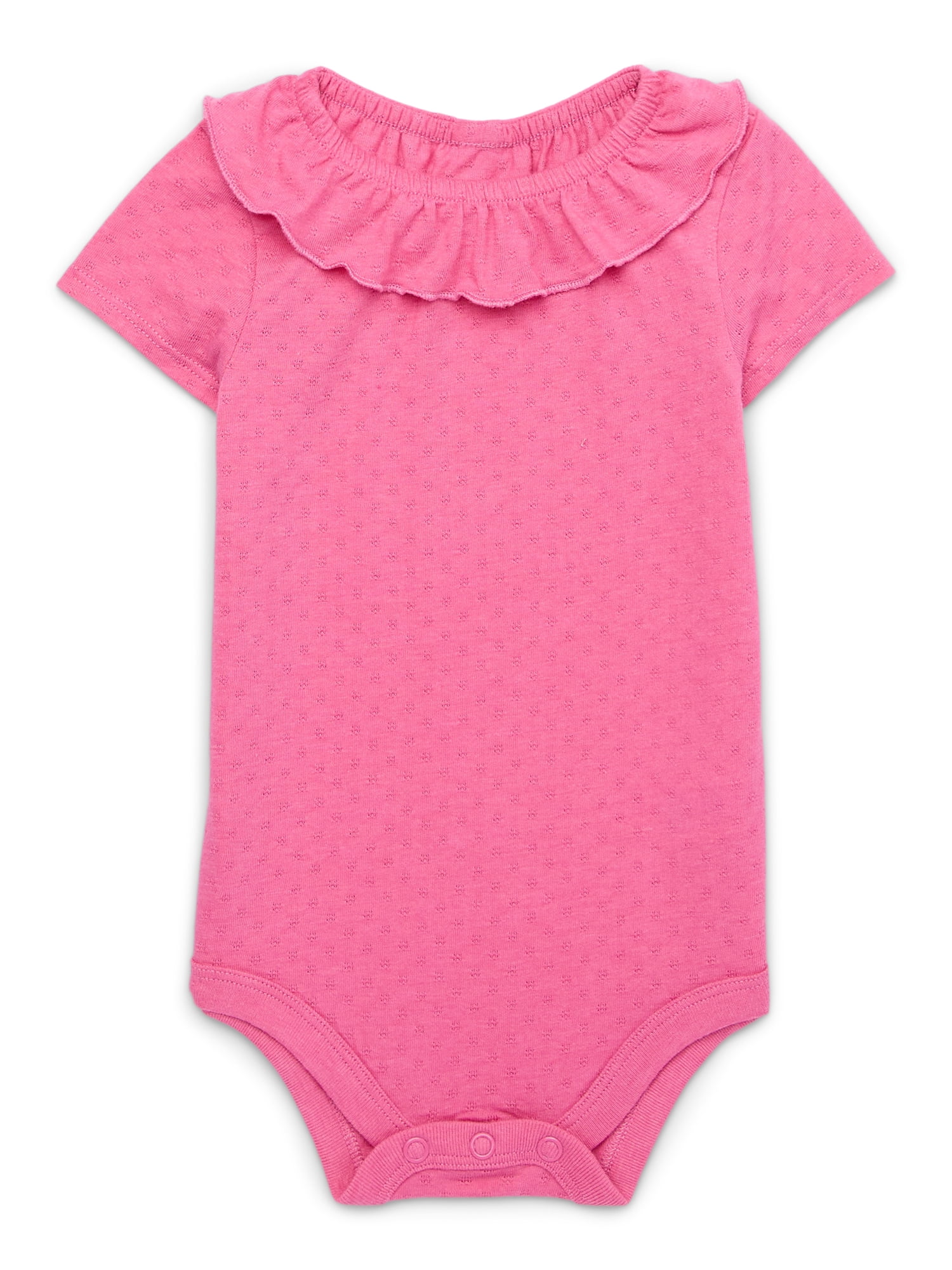 Garanimals Baby Girl Ruffle Collar Pointelle Bodysuit, Sizes 0-24 ...