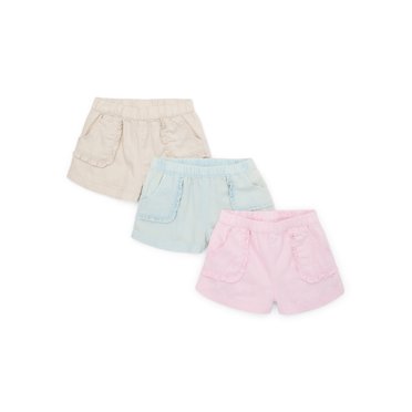 Little Star Organic Baby Girl 3 Pk Pull-On Shorts, Size Newborn-24 ...