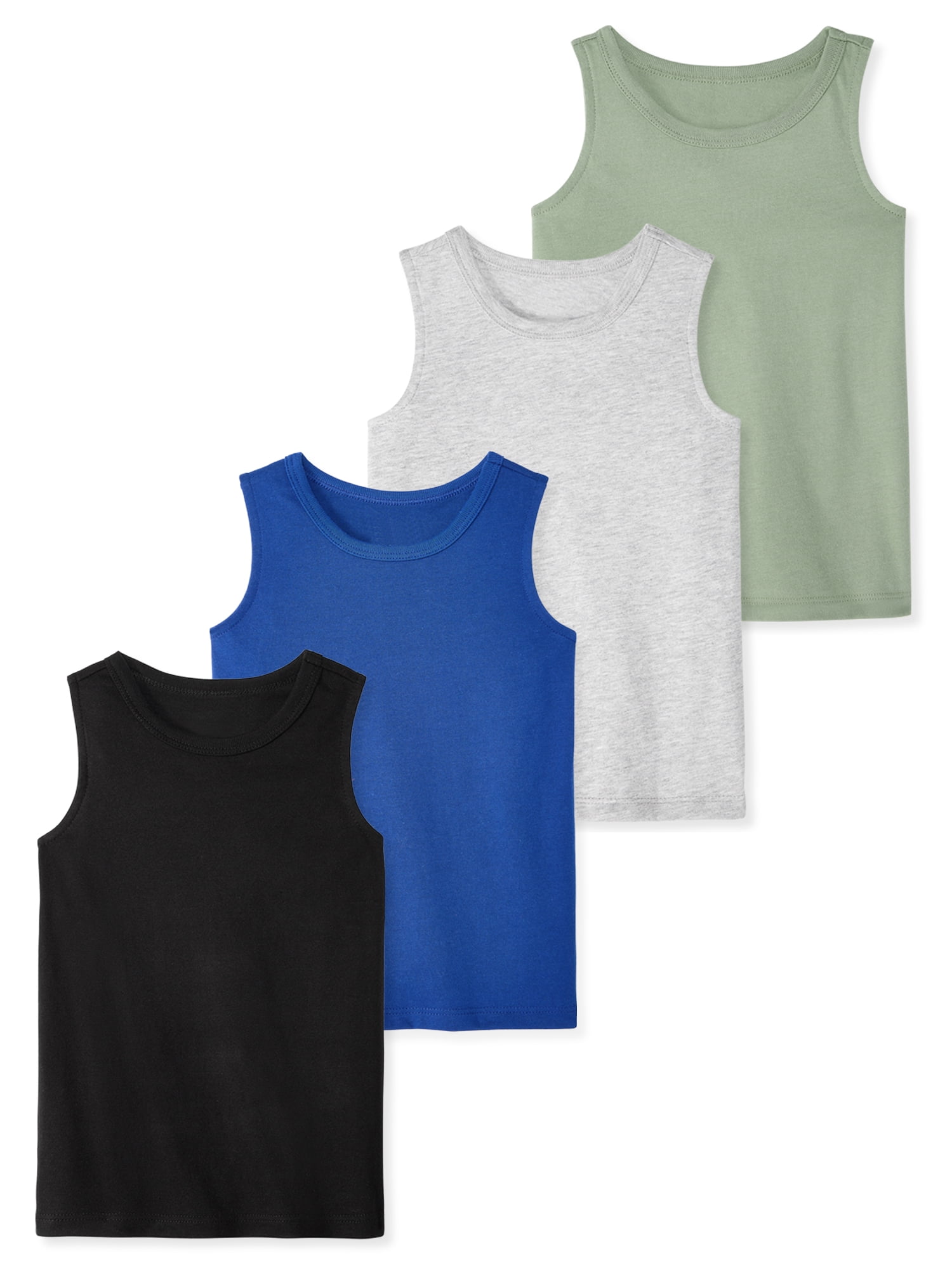 Garanimals Newborn, Baby & Toddler Boy Cotton Solid Tank Tops, 4-Pack ...