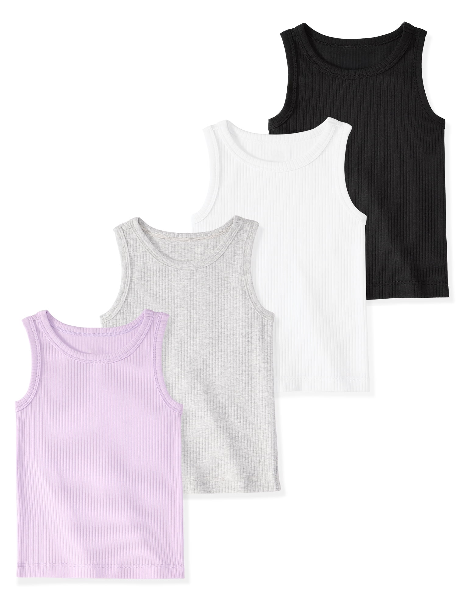 Garanimals Newborn, Baby & Toddler Girl Cotton Solid Tank Tops, 4-Pack ...