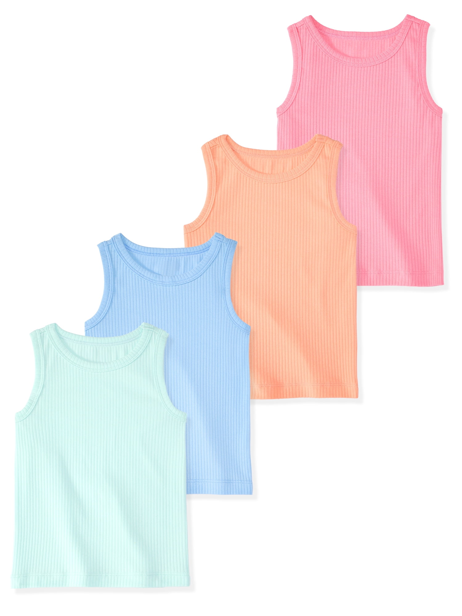 Garanimals Newborn, Baby & Toddler Girl Cotton Solid Tank Tops, 4‑Pack ...