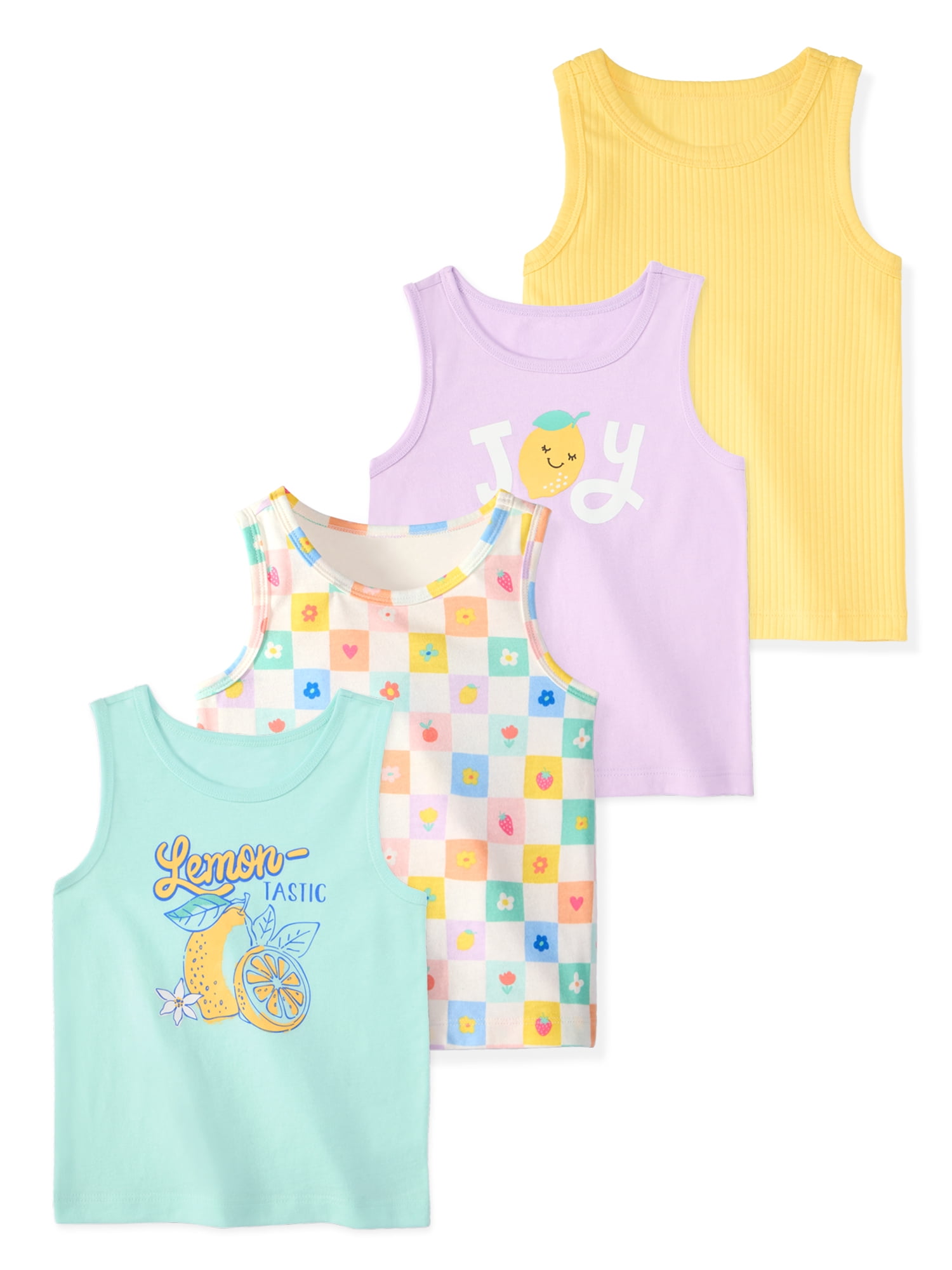 Garanimals Newborn, Baby & Toddler Girl Cotton Graphic Tank Tops, 4 ...