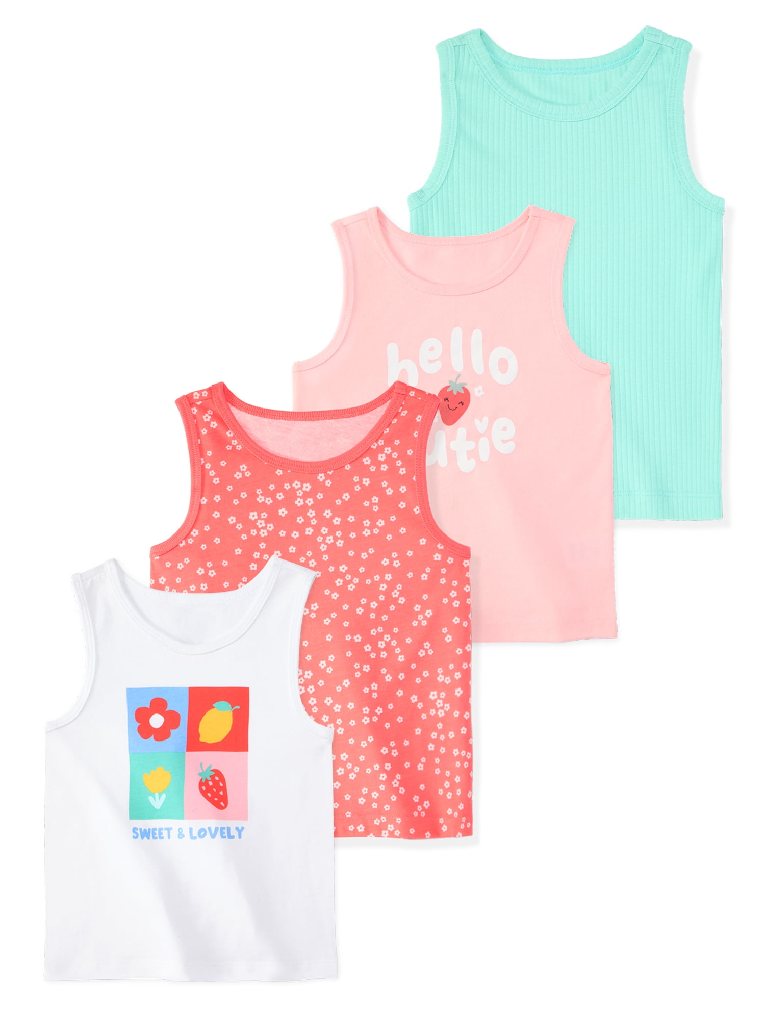 Garanimals Newborn, Baby & Toddler Girl Cotton Graphic Tank Tops, 4 ...