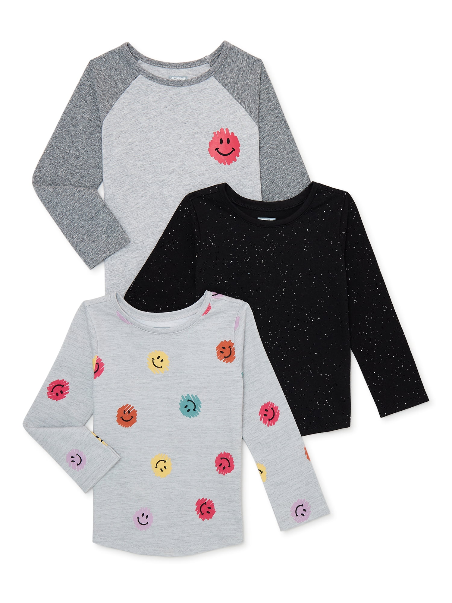 Garanimals Baby and Toddler Girl Long Sleeve T-Shirts, 3-Pack, Sizes ...