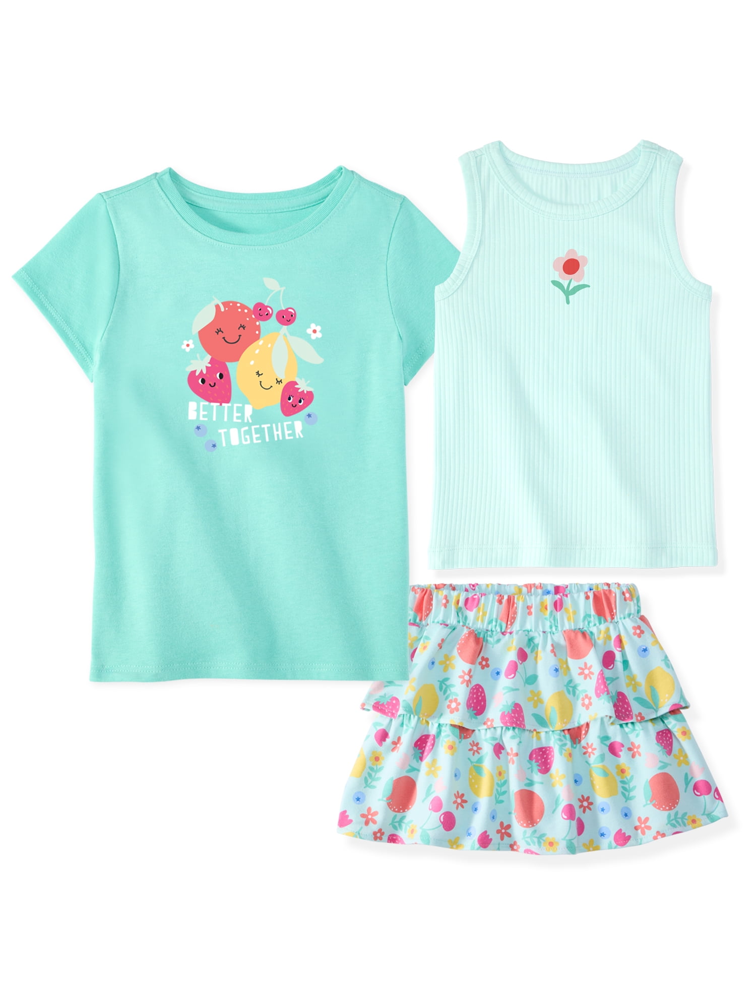 Garanimals Newborn, Baby & Toddler Girl Cotton 3-Piece Set, Tank, Tee ...