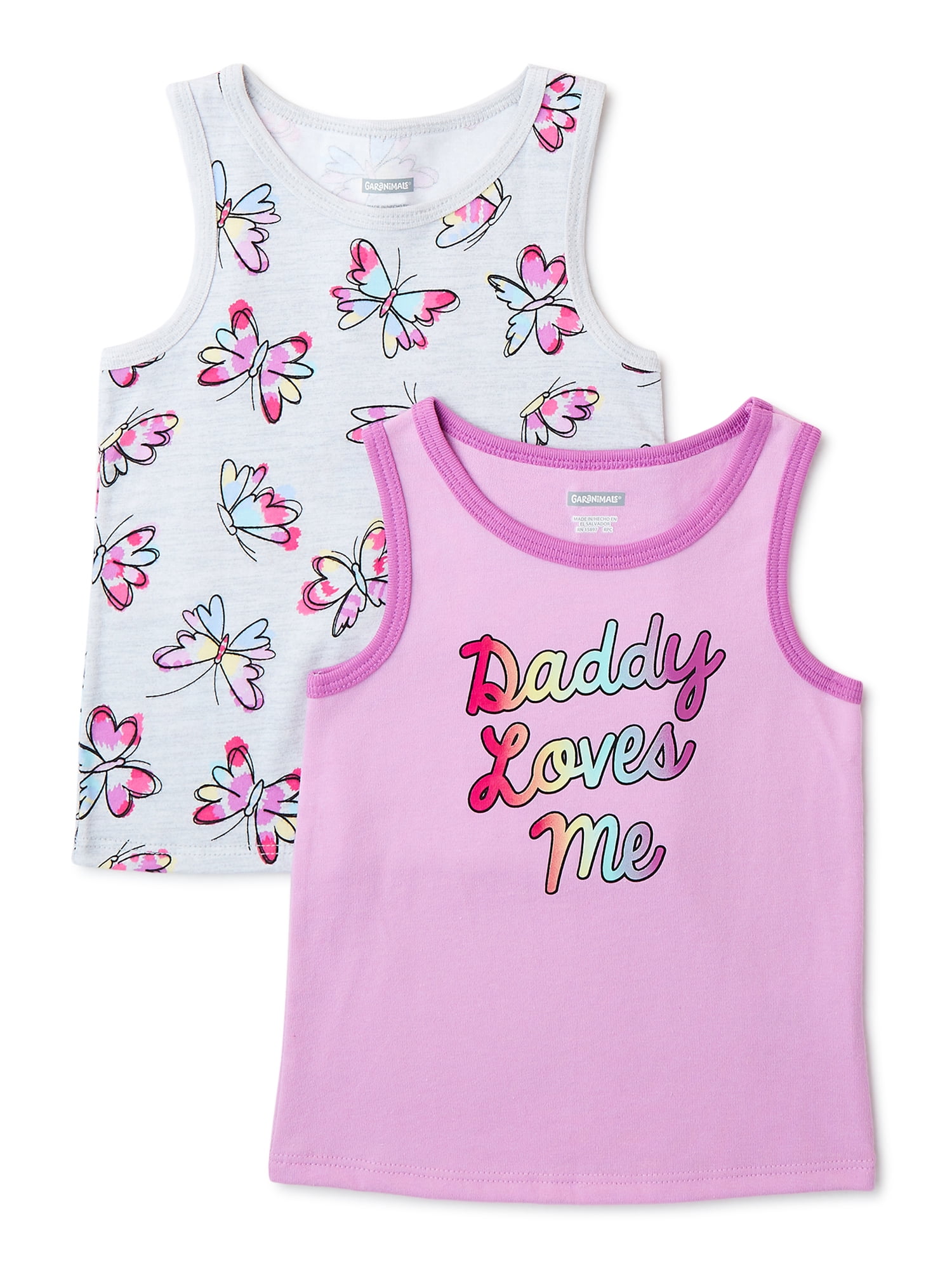 Garanimals Baby and Toddler Girl Tank Tops, 2-Pack, Sizes 12 Months-5T ...