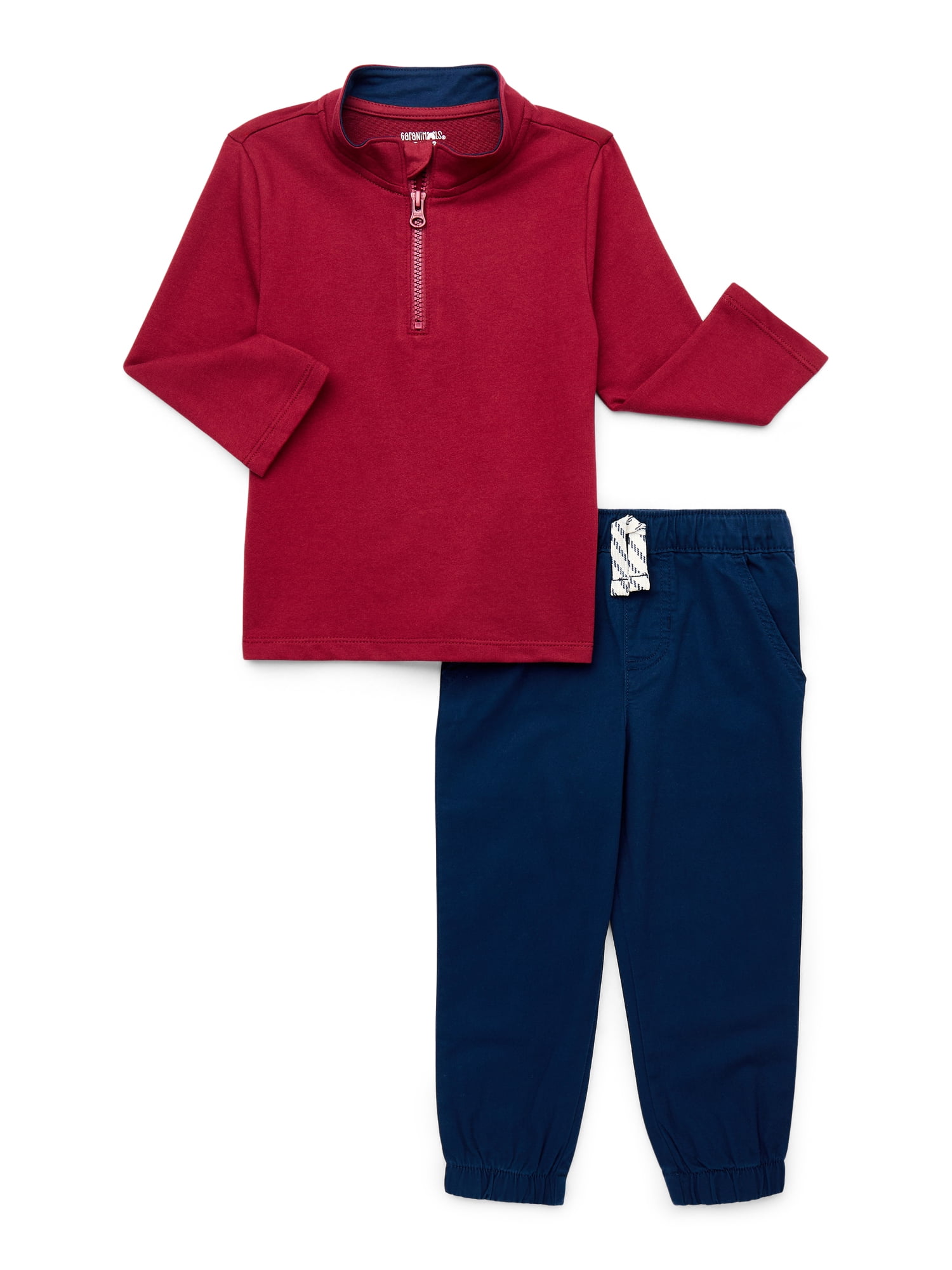 Garanimals Toddler Boy 2-Piece Quarter Zip Top & Jogger Outfit Set ...