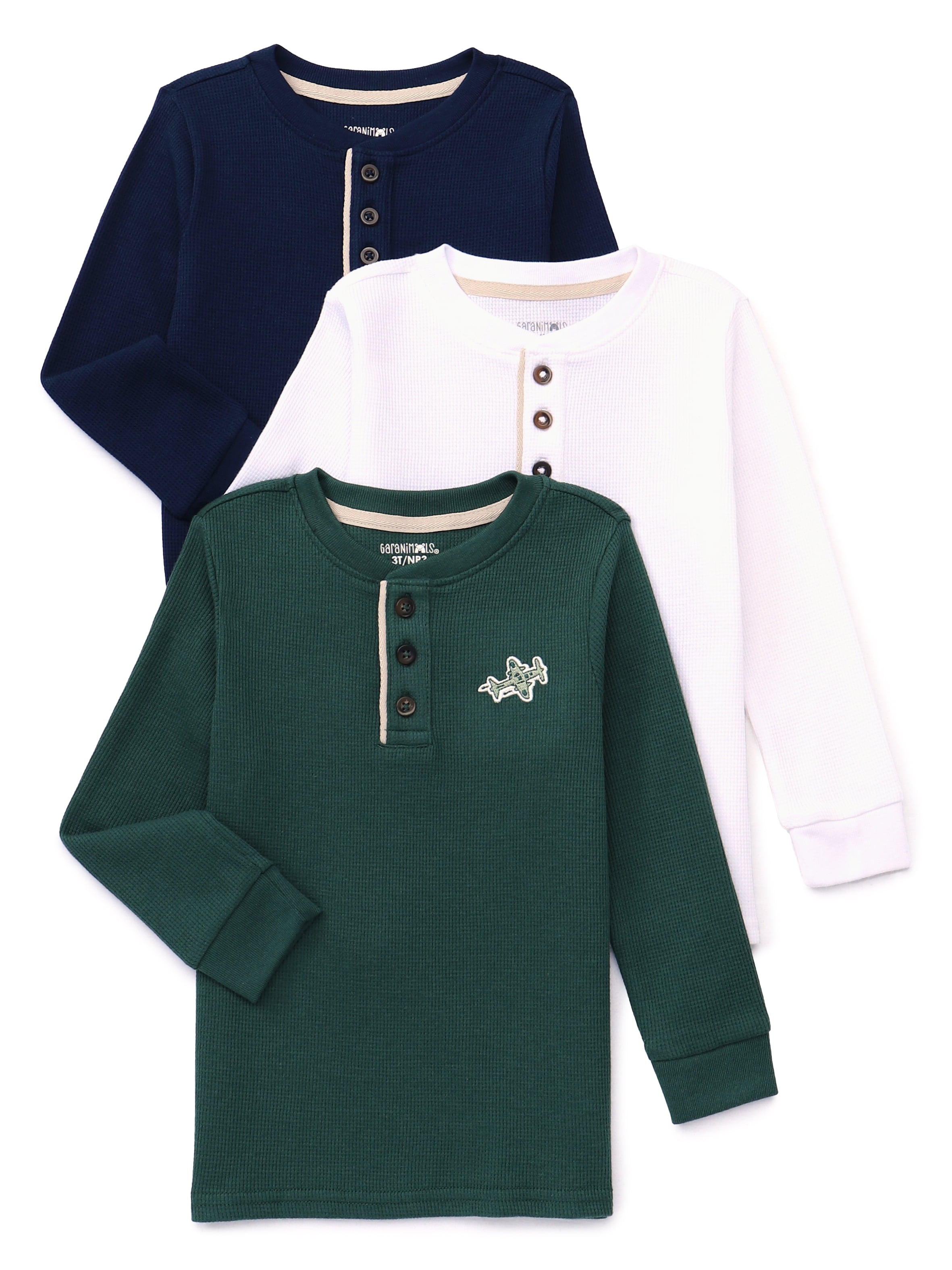 Garanimals Toddler Boys Assorted Henley Tops with Long Sleeves, 3-Pack, Sizes 18M-5T - Walmart.com