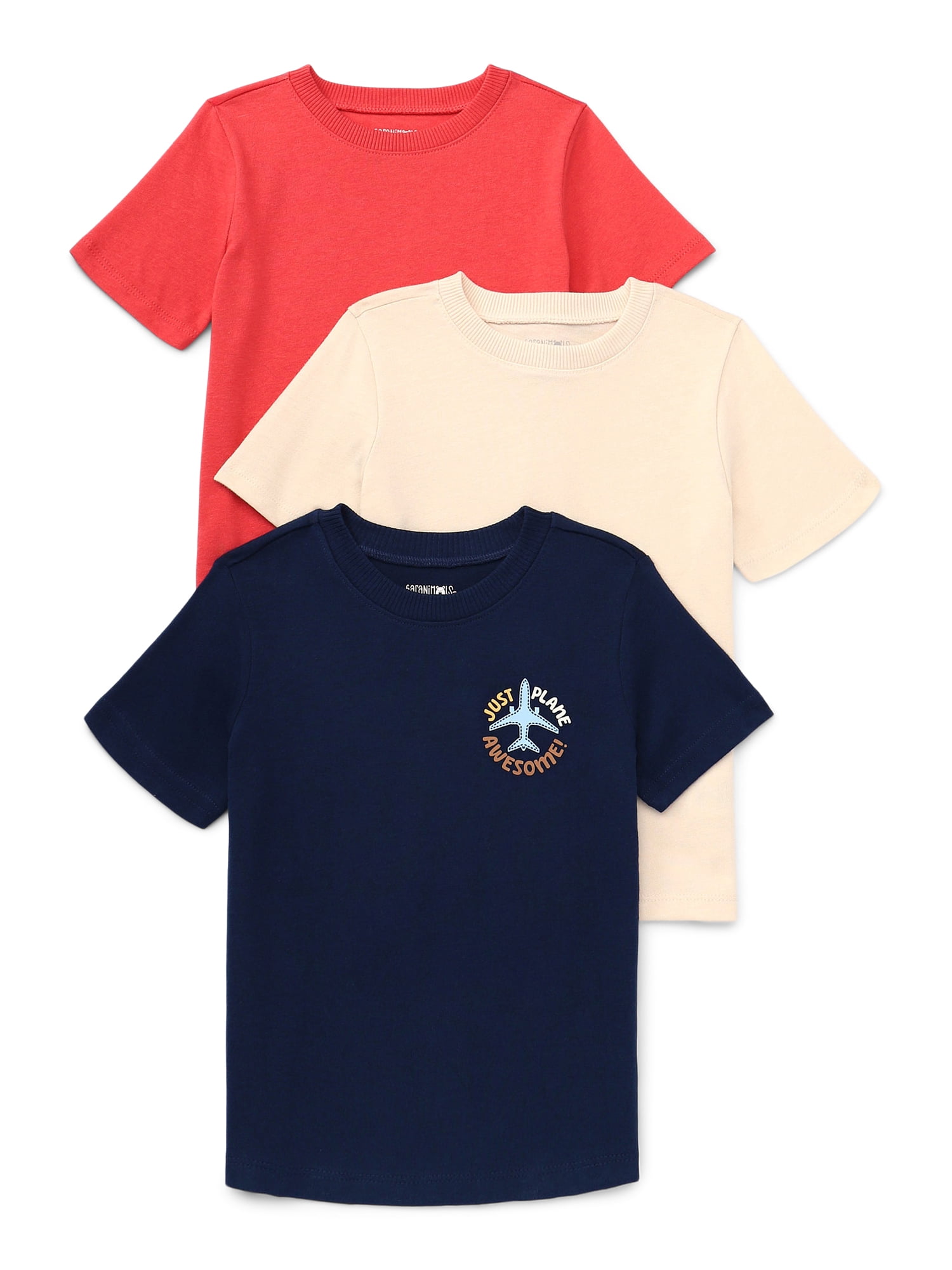 Garanimals Toddler Boys Assorted Tees with Short Sleeves, 3-Pack, Sizes ...