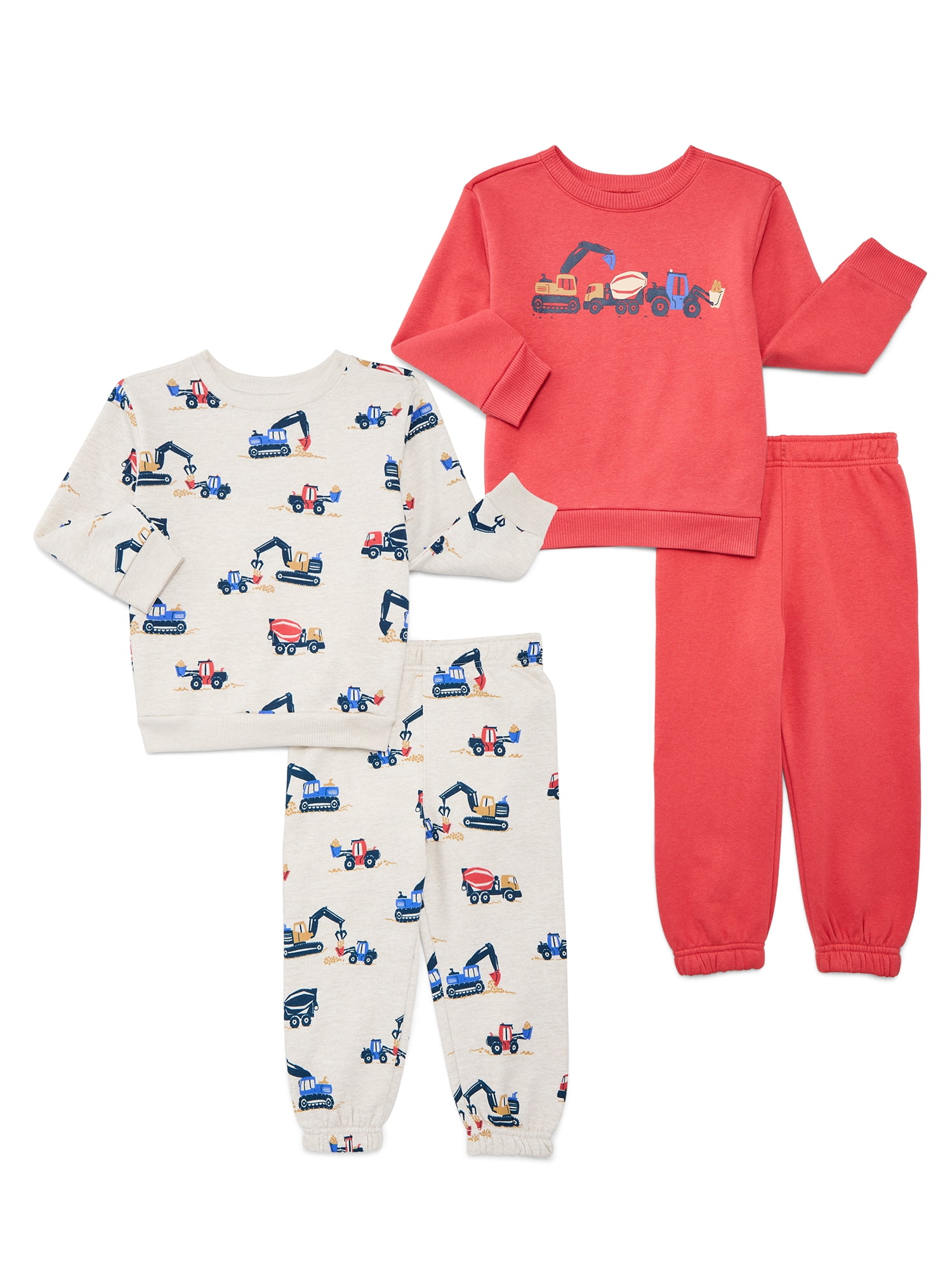 Garanimals Toddler Boy 4-Piece Fleece Sweatshirt & Jogger Outfit Set ...