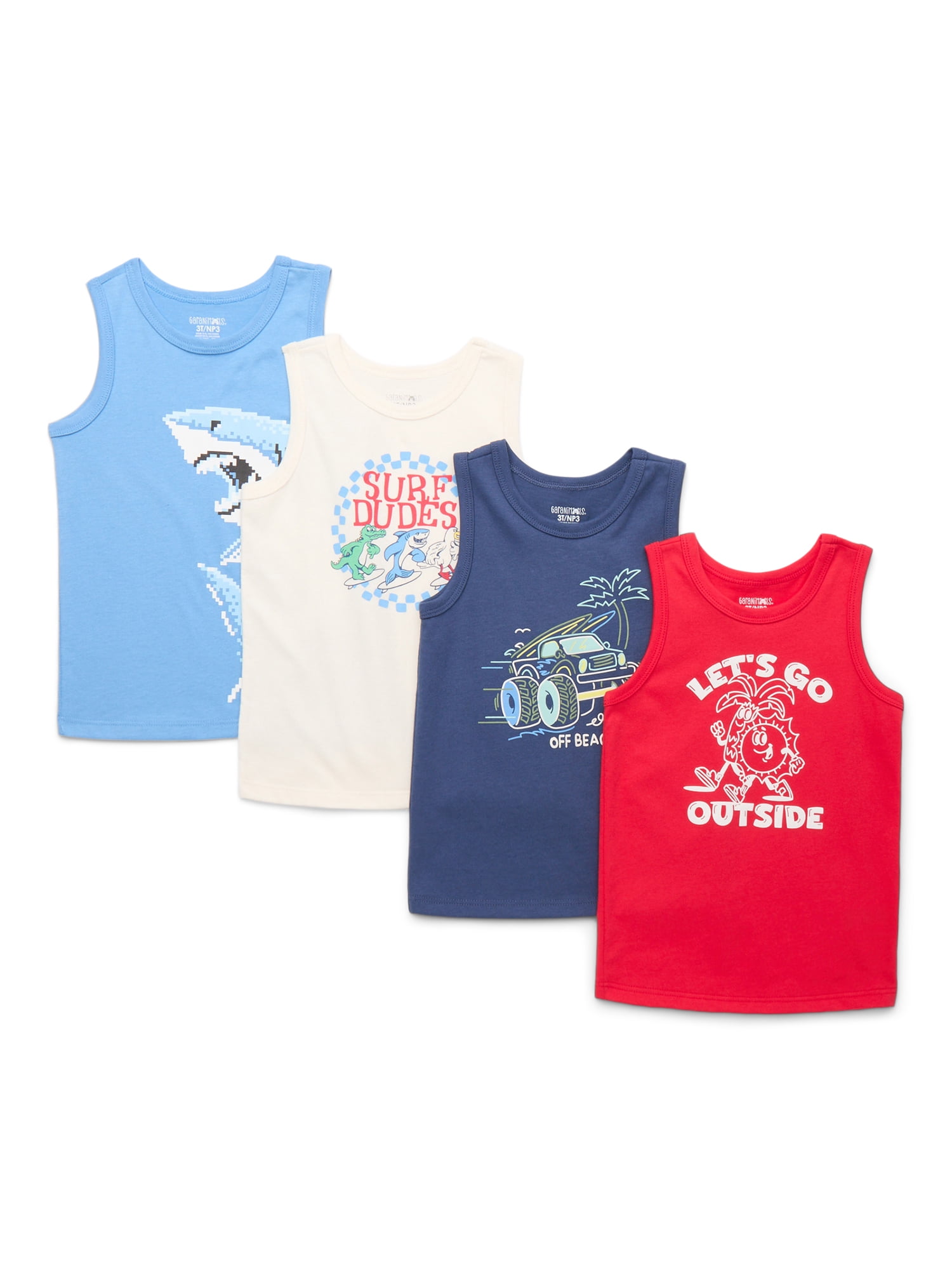 Garanimals Toddler Boy Graphic Tanks Multipack, 4-Pack, Sizes 18M-5T ...