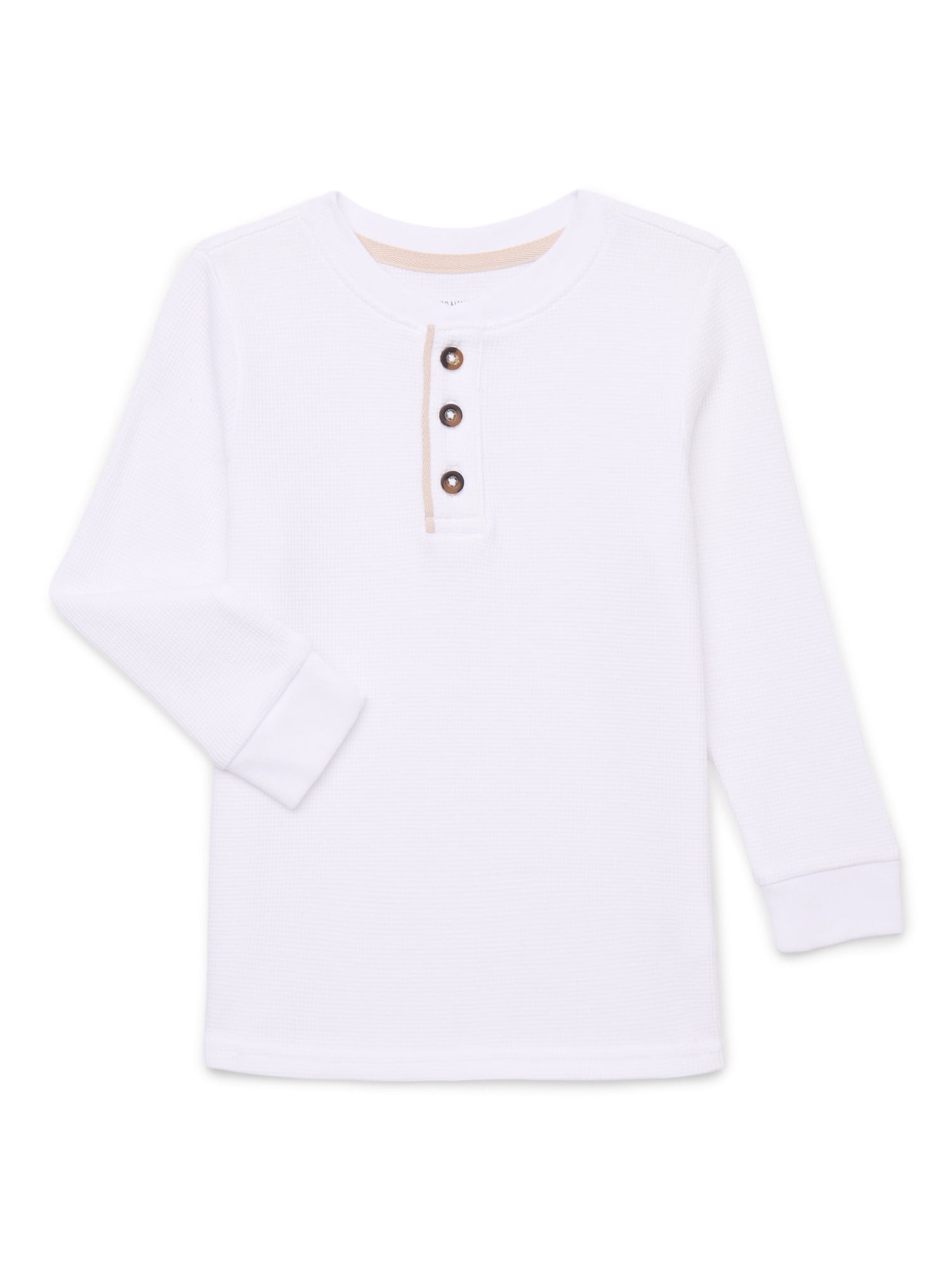 Garanimals Toddler Boys Waffle Henley Shirt with Long Sleeves, Sizes ...