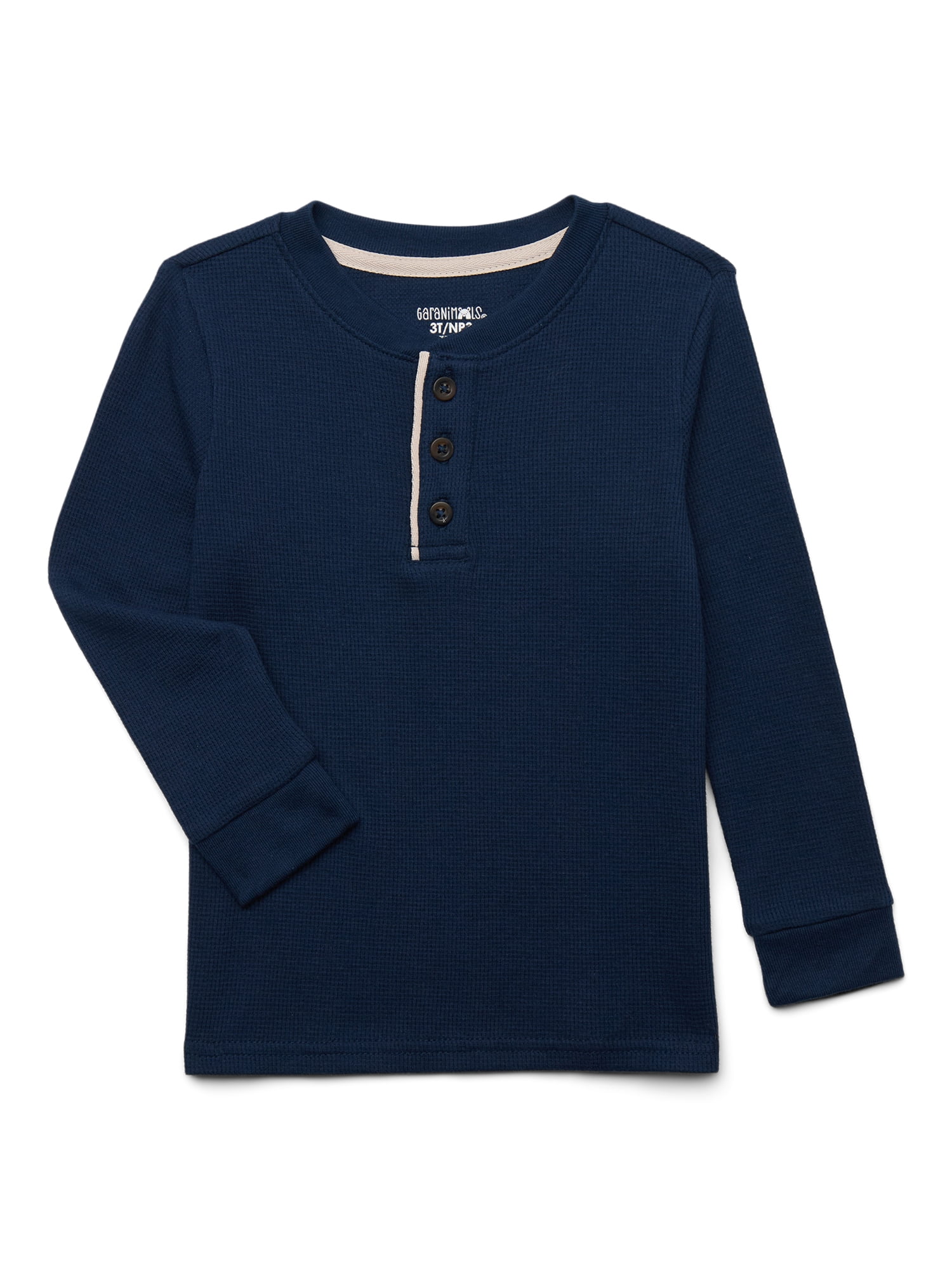 Garanimals Toddler Boys Waffle Henley Shirt with Long Sleeves, Sizes ...