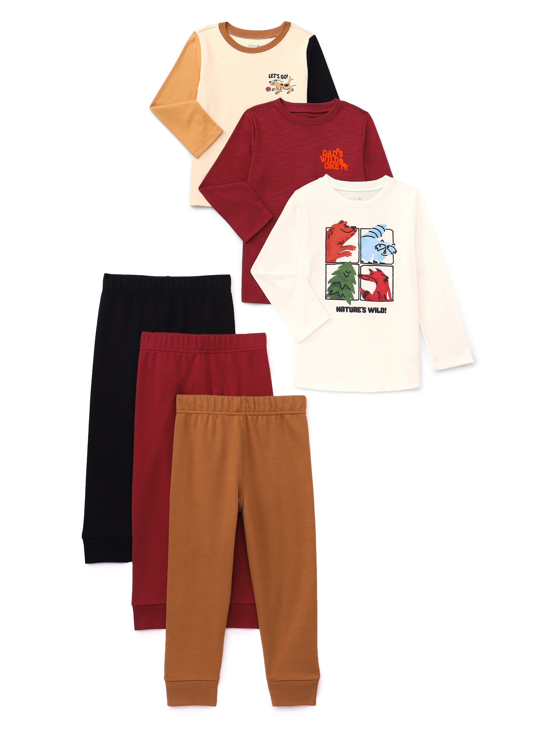 Garanimals Toddler Boy Mix and Match 6-Piece Outfits Kid-Pack, Sizes ...