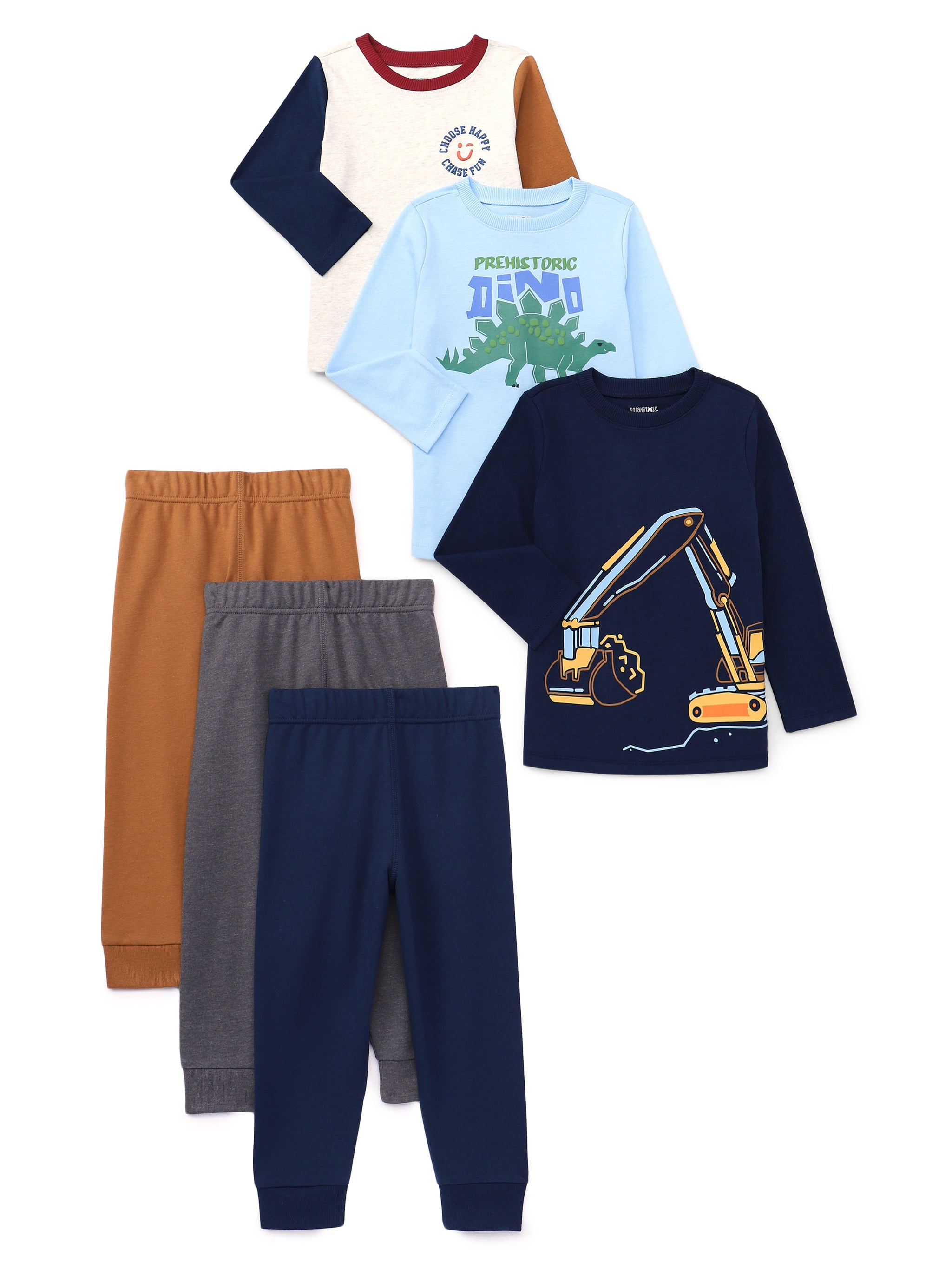 Garanimals Toddler Boy Mix and Match 6-Piece Outfits Kid-Pack, Sizes ...