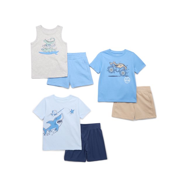 Garanimals Toddler Boy Mix and Match Outfits Kid-Pack, 6-Piece, Sizes ...