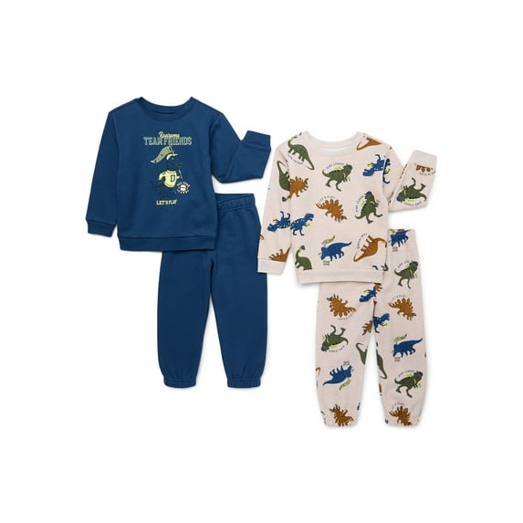 Garanimals Toddler Boy Sweatshirt and Jogger Fleece Outfit Set, 4-Piece, Sizes 2T-5T - Walmart.com