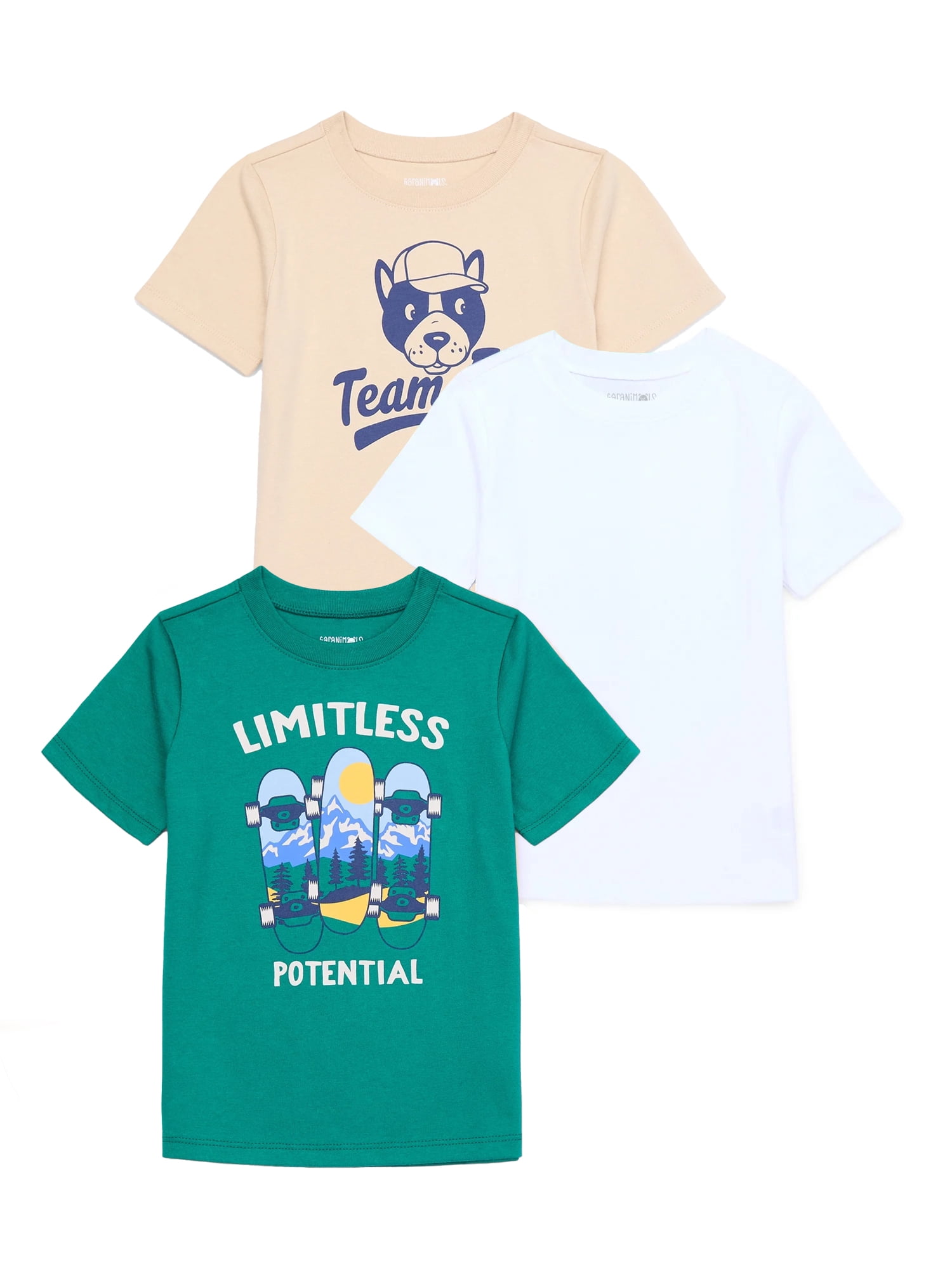 Garanimals Toddler Boy Graphic Cotton Tees, Short Sleeves, 3-Pack ...