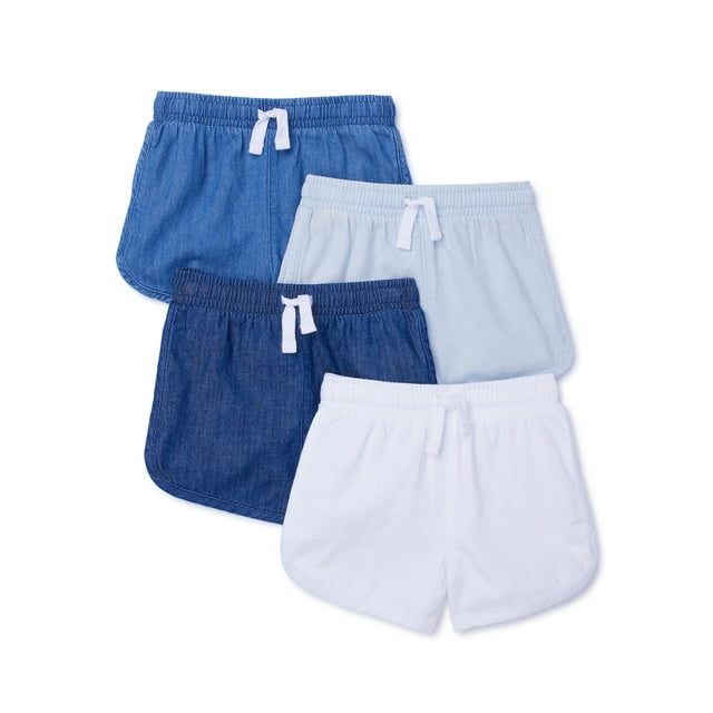 Garanimals Toddler Girl Denim Dolphin Shorts Multipack, 4-Pack, Sizes ...
