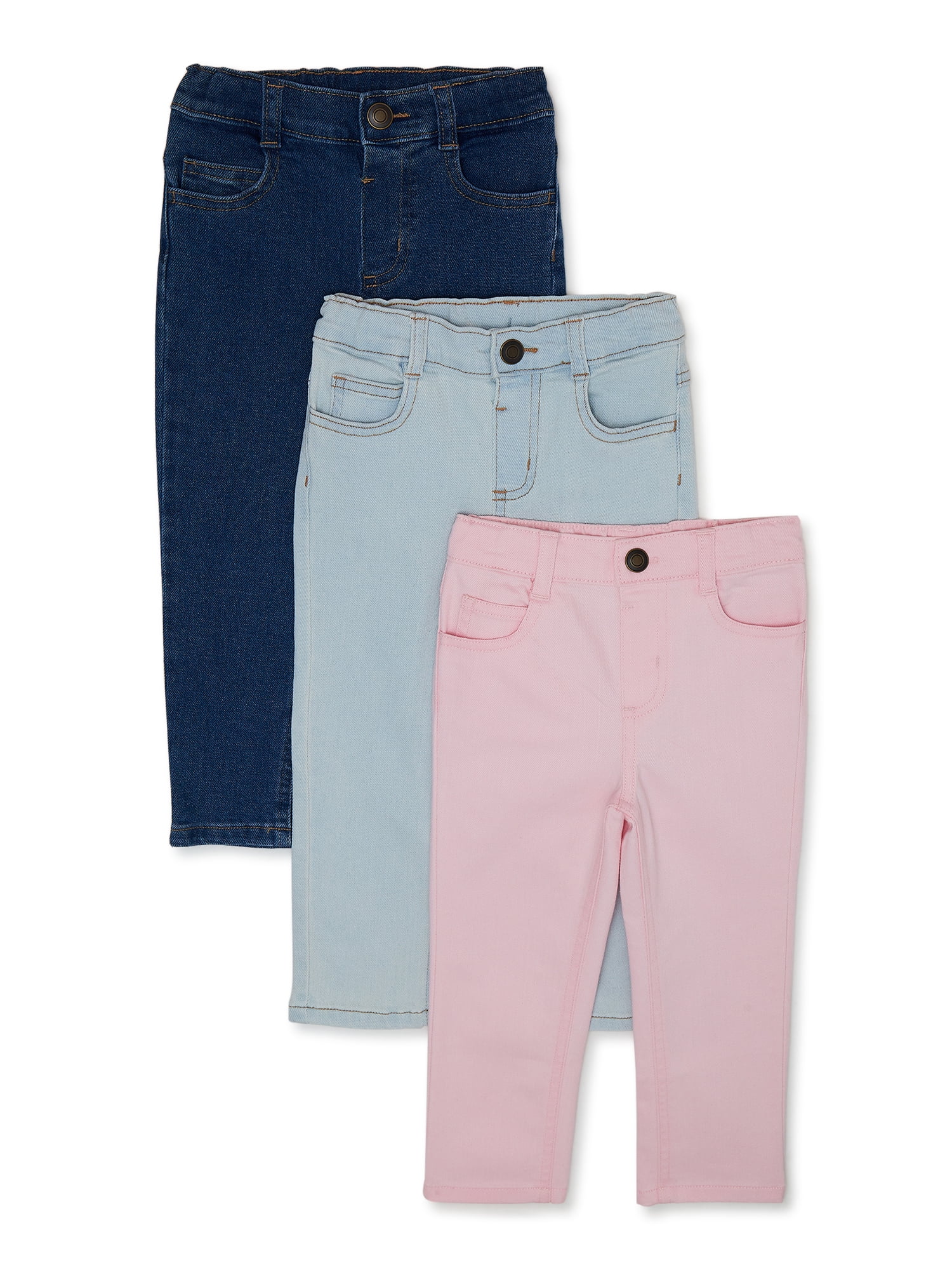 Garanimals Toddler Girl Denim and Twill Pant Multipack, 3-Pack, Sizes ...