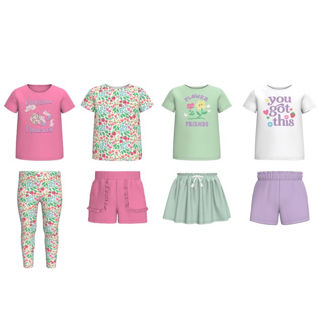 Garanimals Toddler Girl Mix and Match Outfits Kid-Pack, 8-Piece, Sizes ...