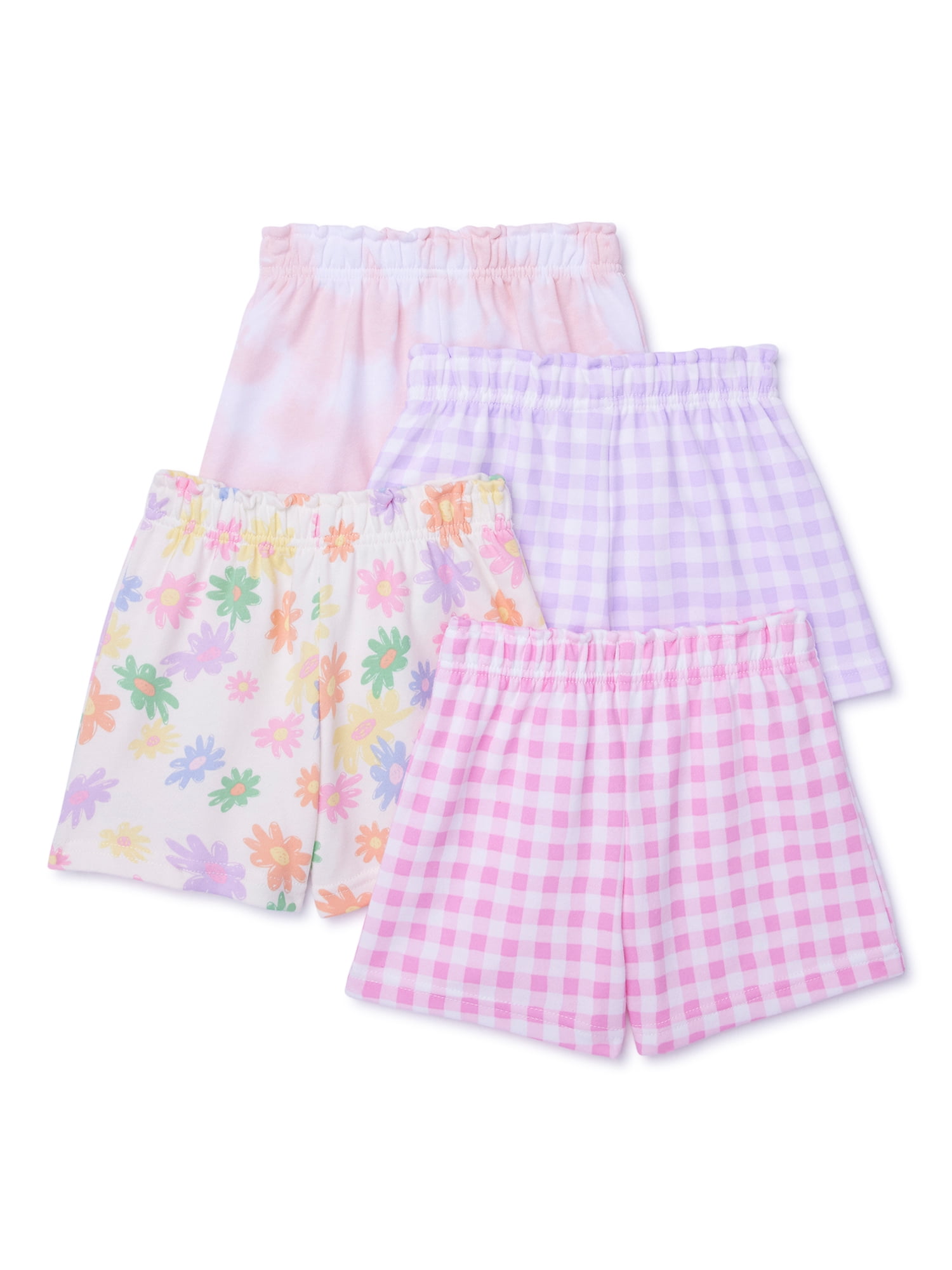 Garanimals Toddler Girl Printed Knit Shorts Multipack, 4-Pack, Sizes ...