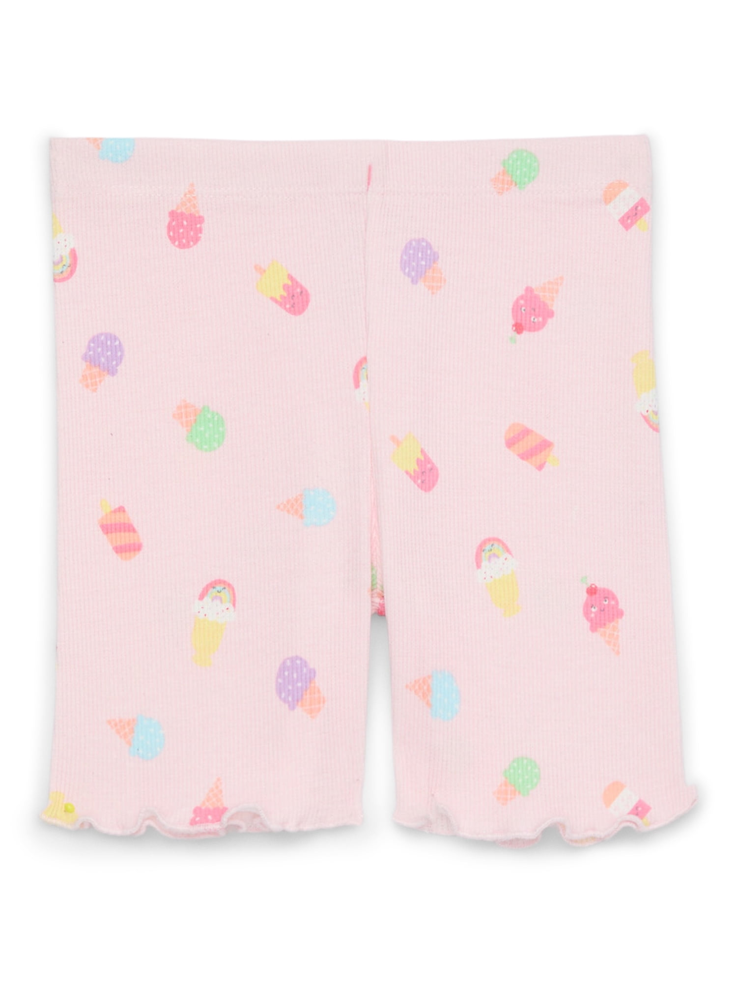 Garanimals Toddler Girl Printed Rib Biker Shorts with Lettuce Hem ...